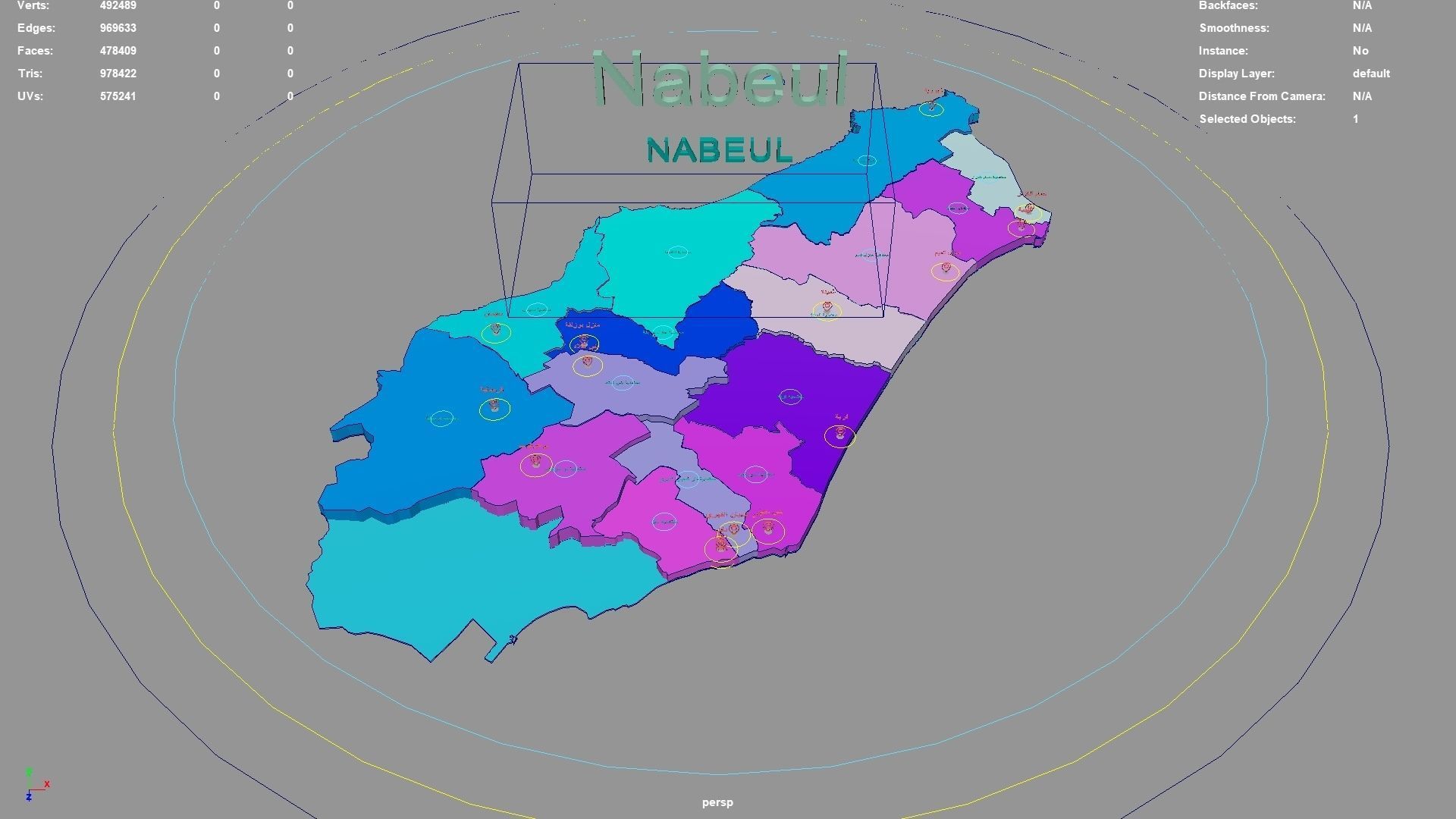 Nabeul Tunisia map region geography political geographic 3D model ...