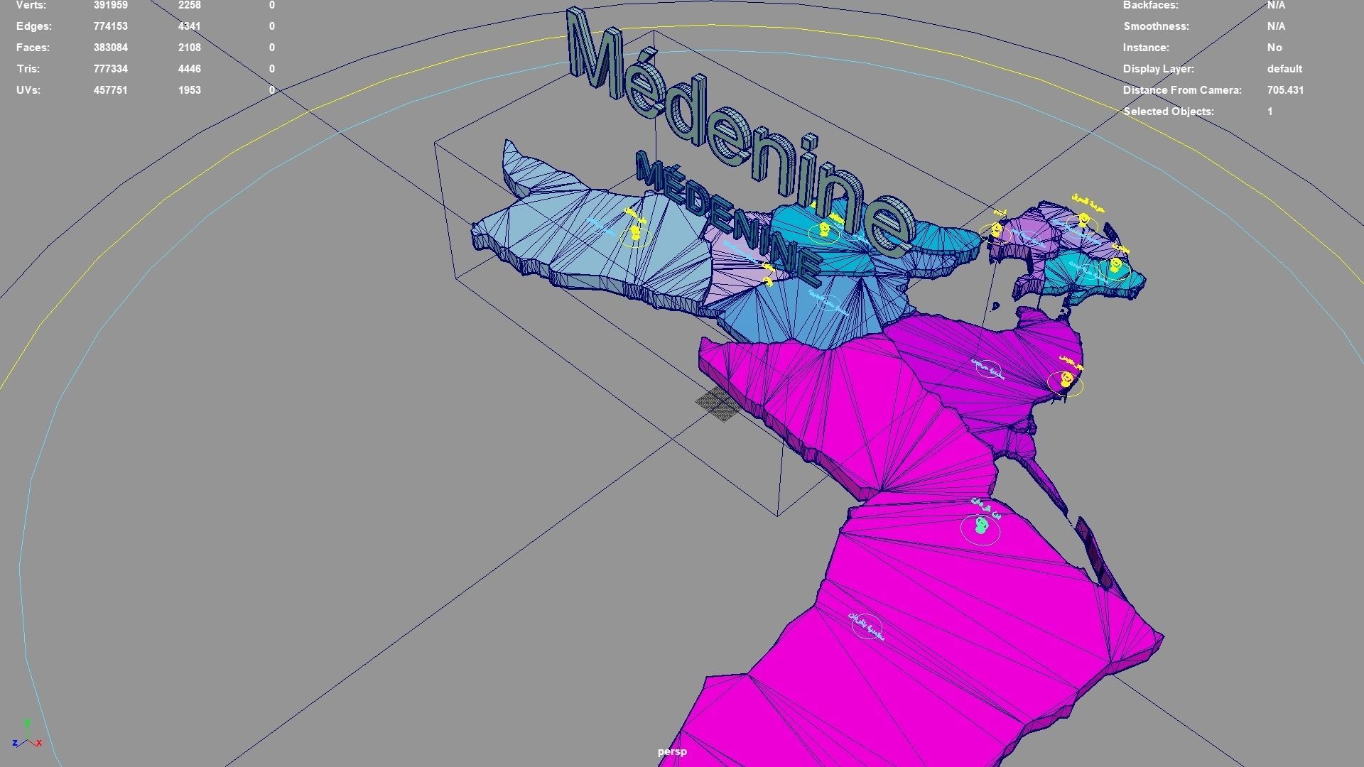 Medenine Tunisia map region geography political geographic 3D model ...
