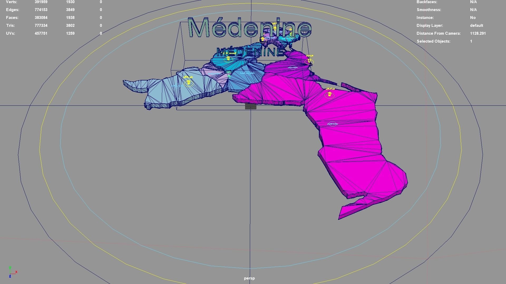Medenine Tunisia map region geography political geographic 3D model ...