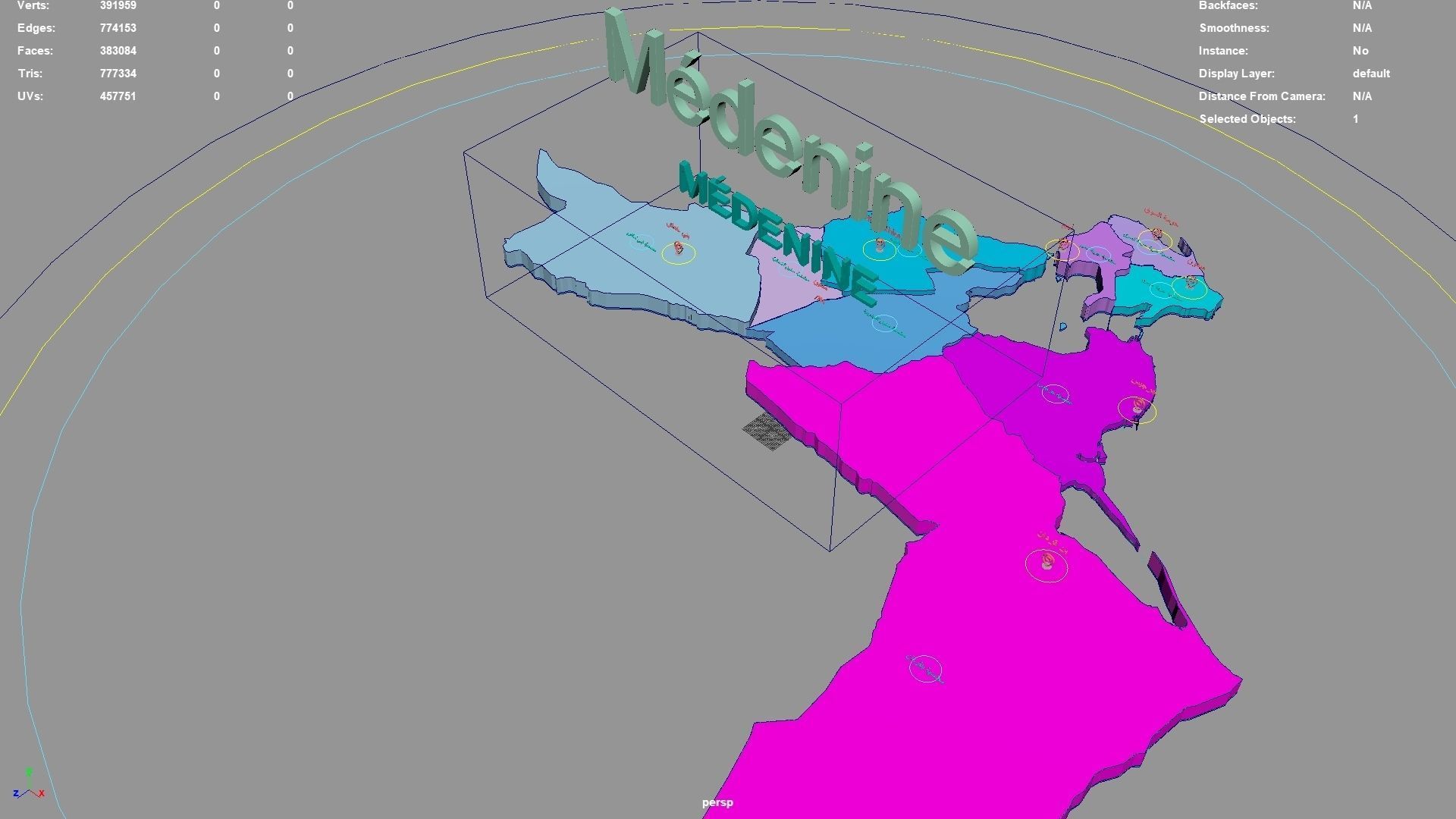Medenine Tunisia map region geography political geographic 3D model ...
