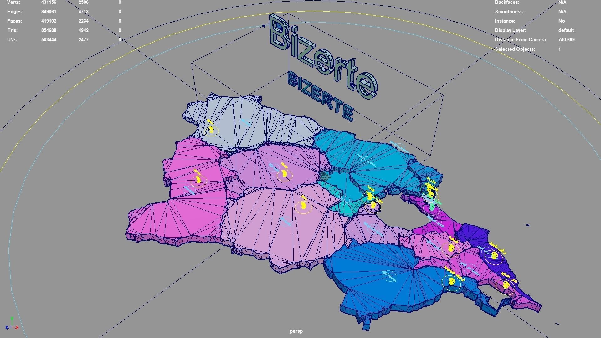 Bizerte Tunisia map region geography political geographic 3D model ...