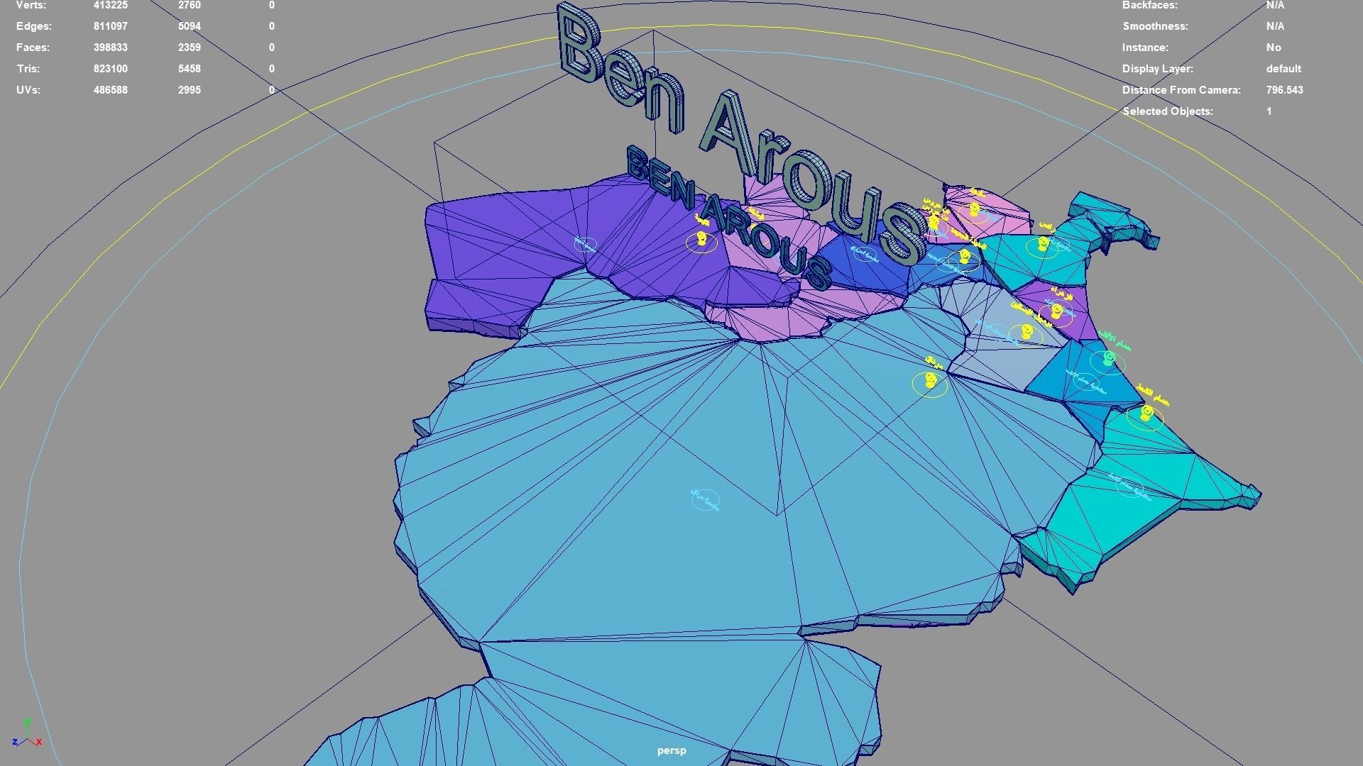 Ben Arous Tunisia map region geography political geographic 3D model rigged | CGTrader