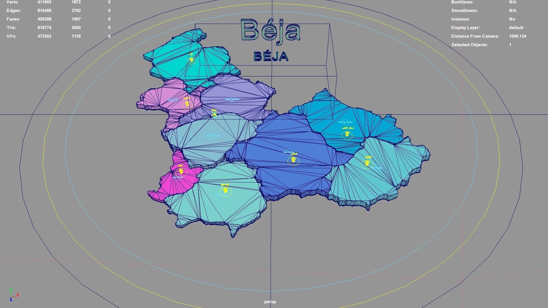 Beja Tunisia map region geography political geographic 3D model rigged ...