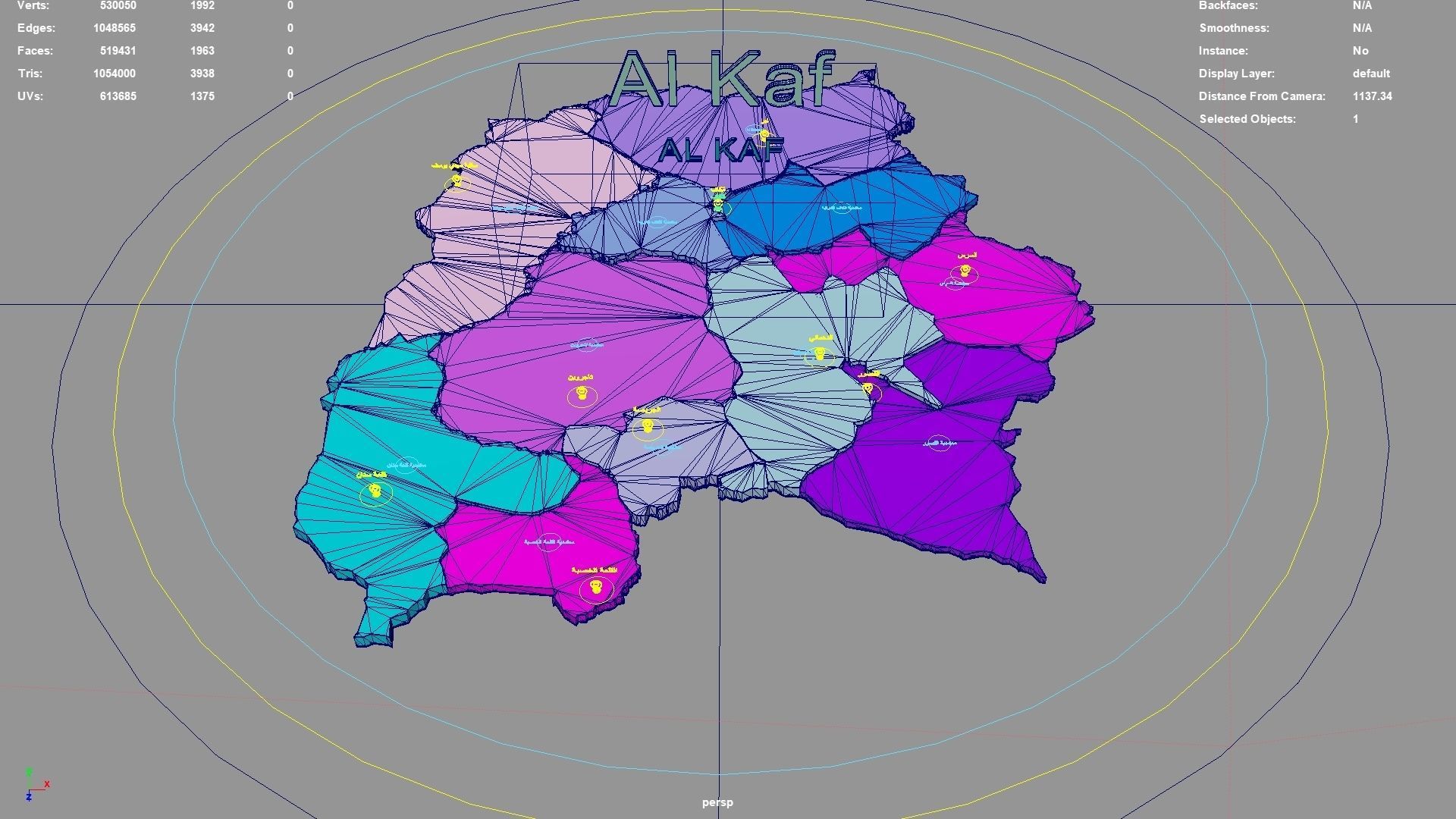 Al Kaf Tunisia map region geography political geographic 3D model ...