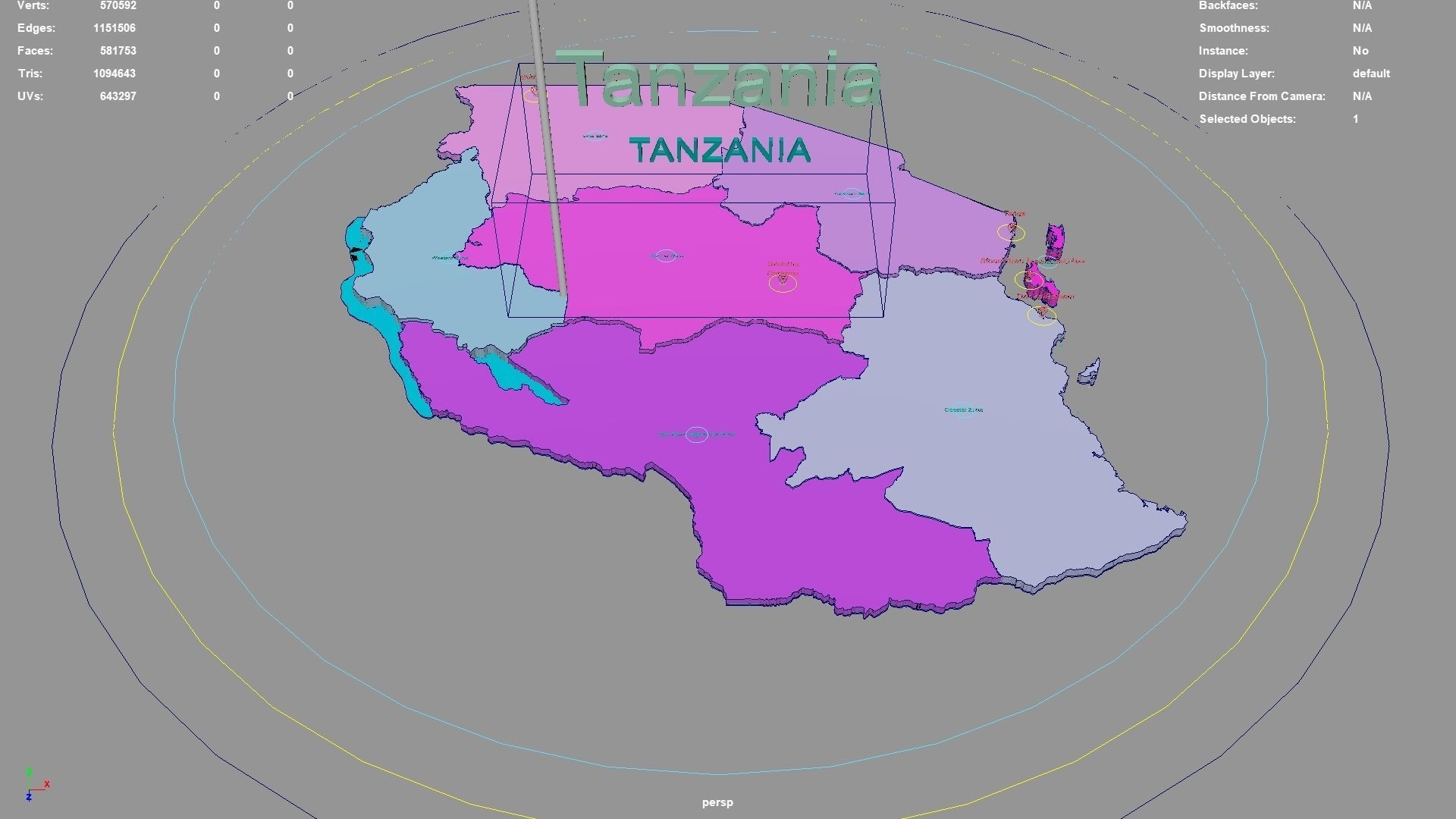 Tanzania map region geography political geographic 3D model rigged | CGTrader