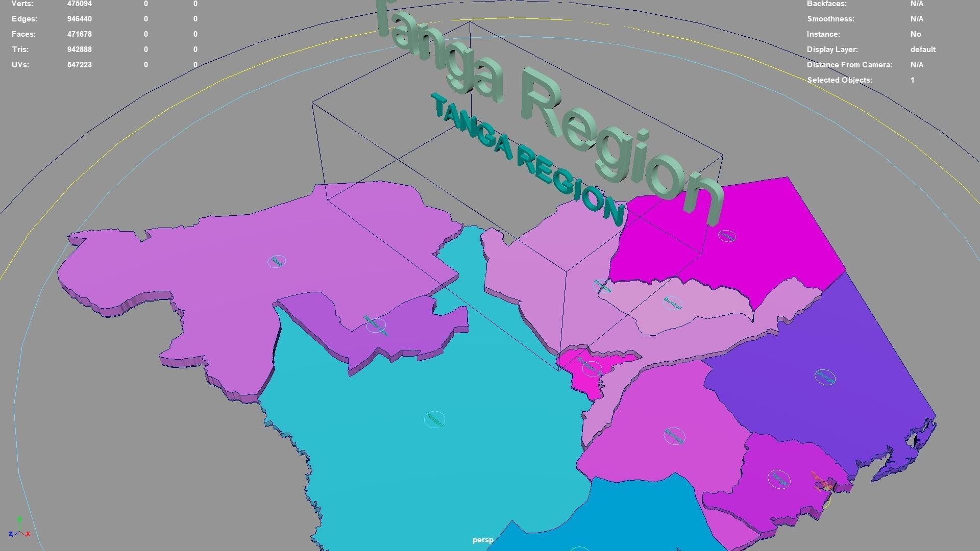 Tanga Region Northern Zone Tanzania map region geography 3D model ...
