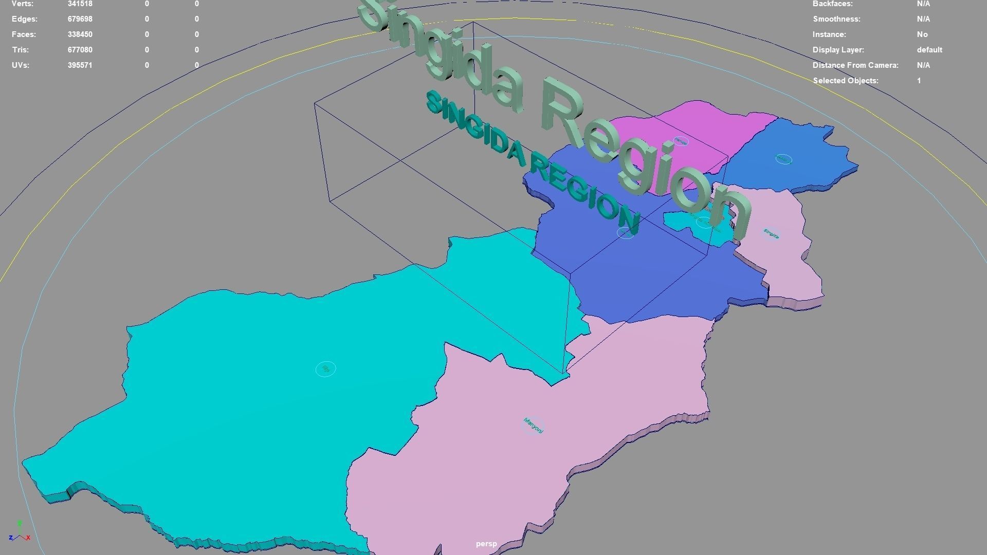 Singida Region Central Zone Tanzania map region geography 3D model ...