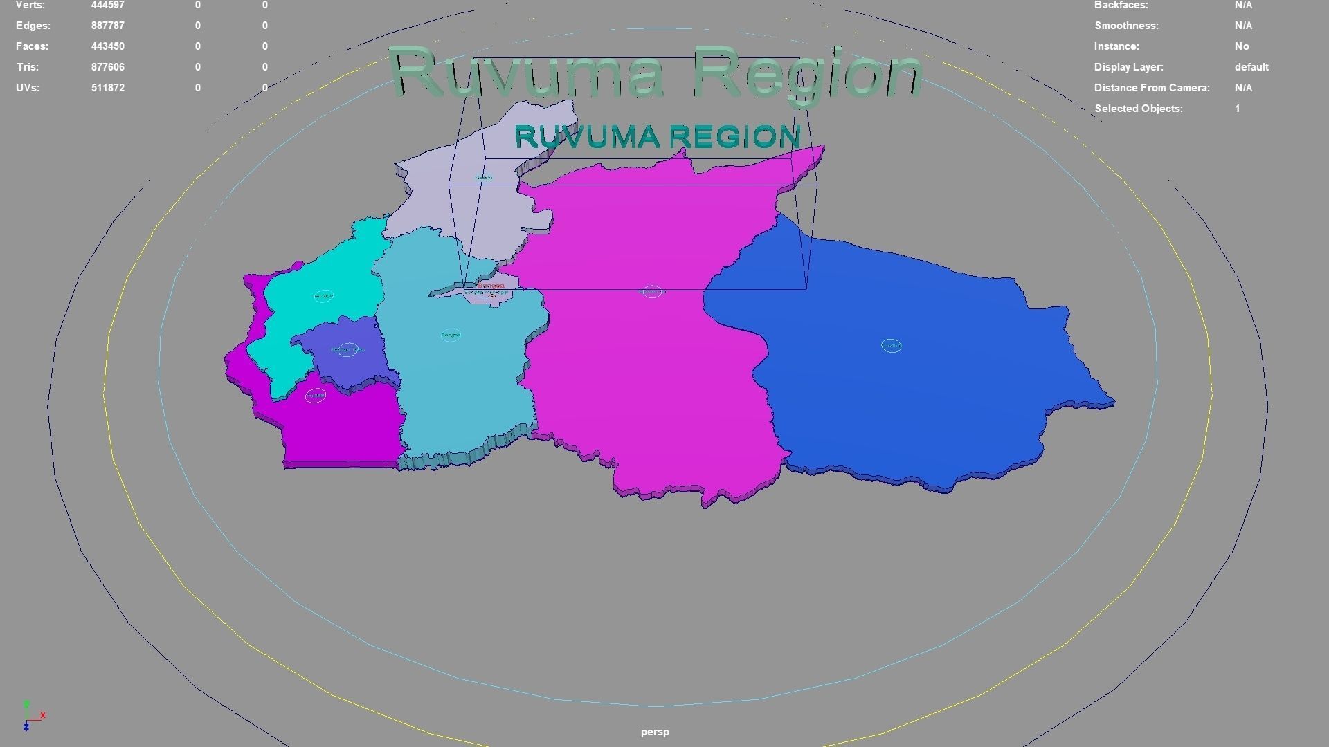 Ruvuma Region Southern Highlands Zone Tanzania map region 3D model ...