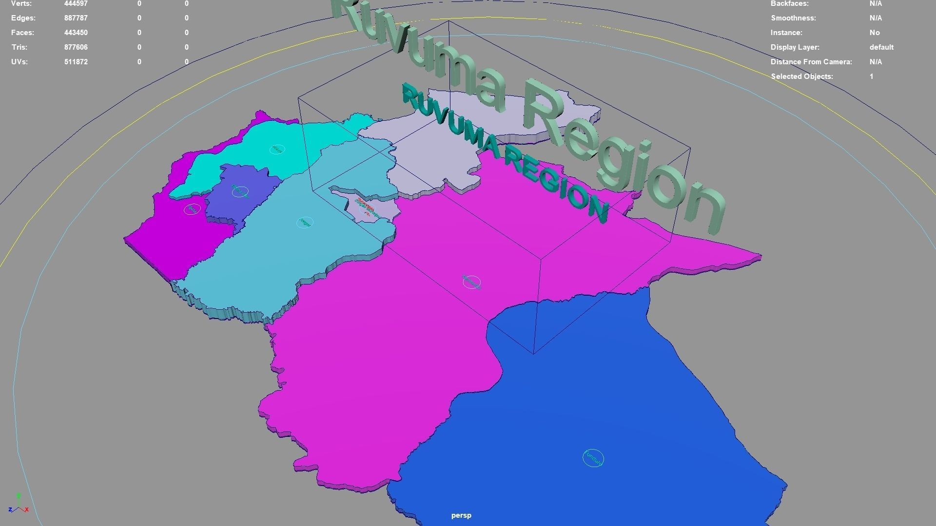 Ruvuma Region Southern Highlands Zone Tanzania map region 3D model ...