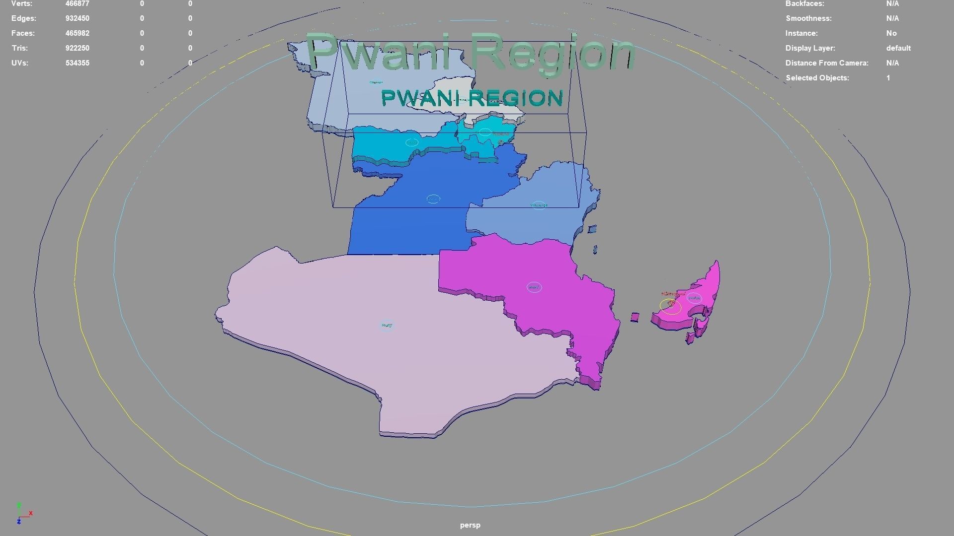 Pwani Region Coastal Zone Tanzania map region geography 3D model rigged ...