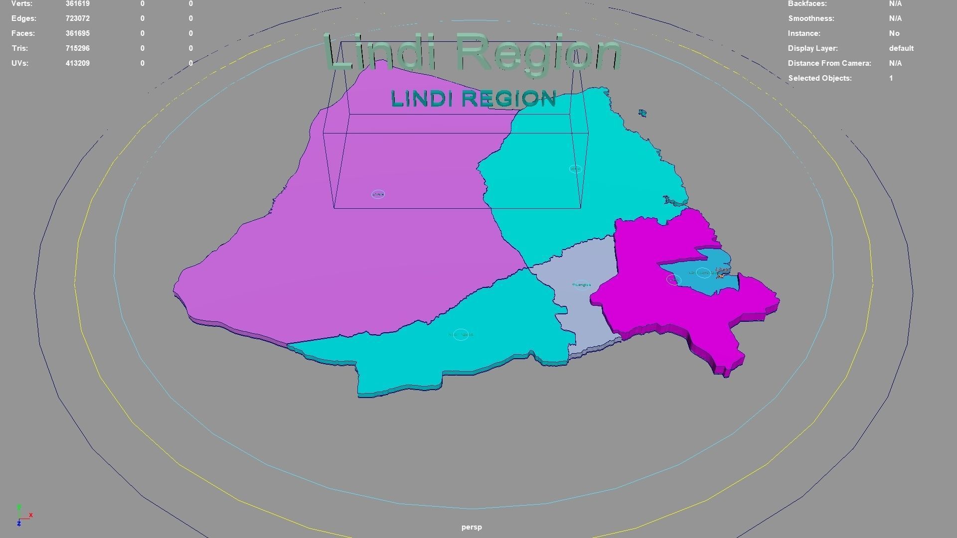 Lindi Region Coastal Zone Tanzania map region geography 3D model rigged ...