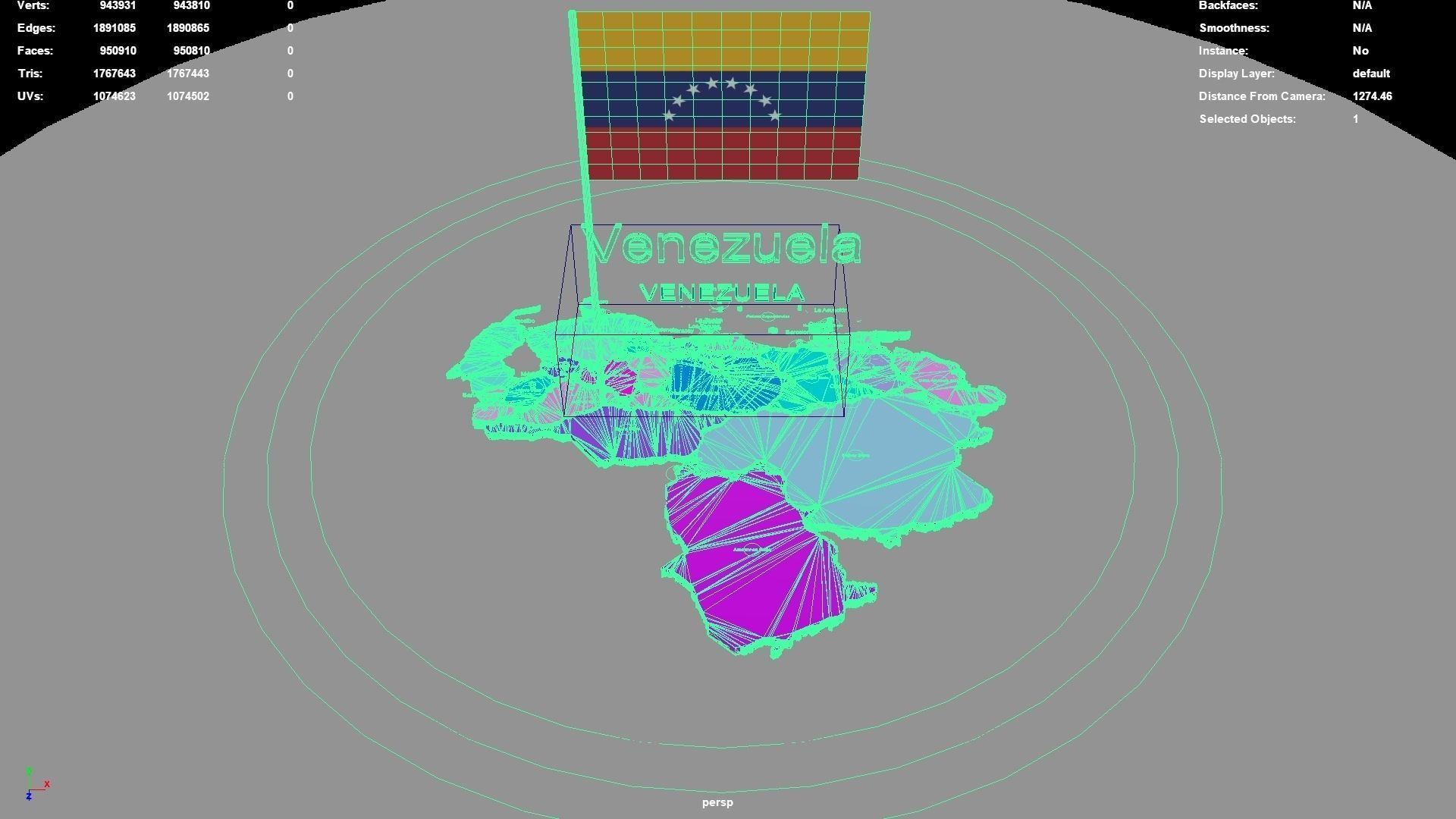 Venezuela map region geography political geographic 3D model rigged ...