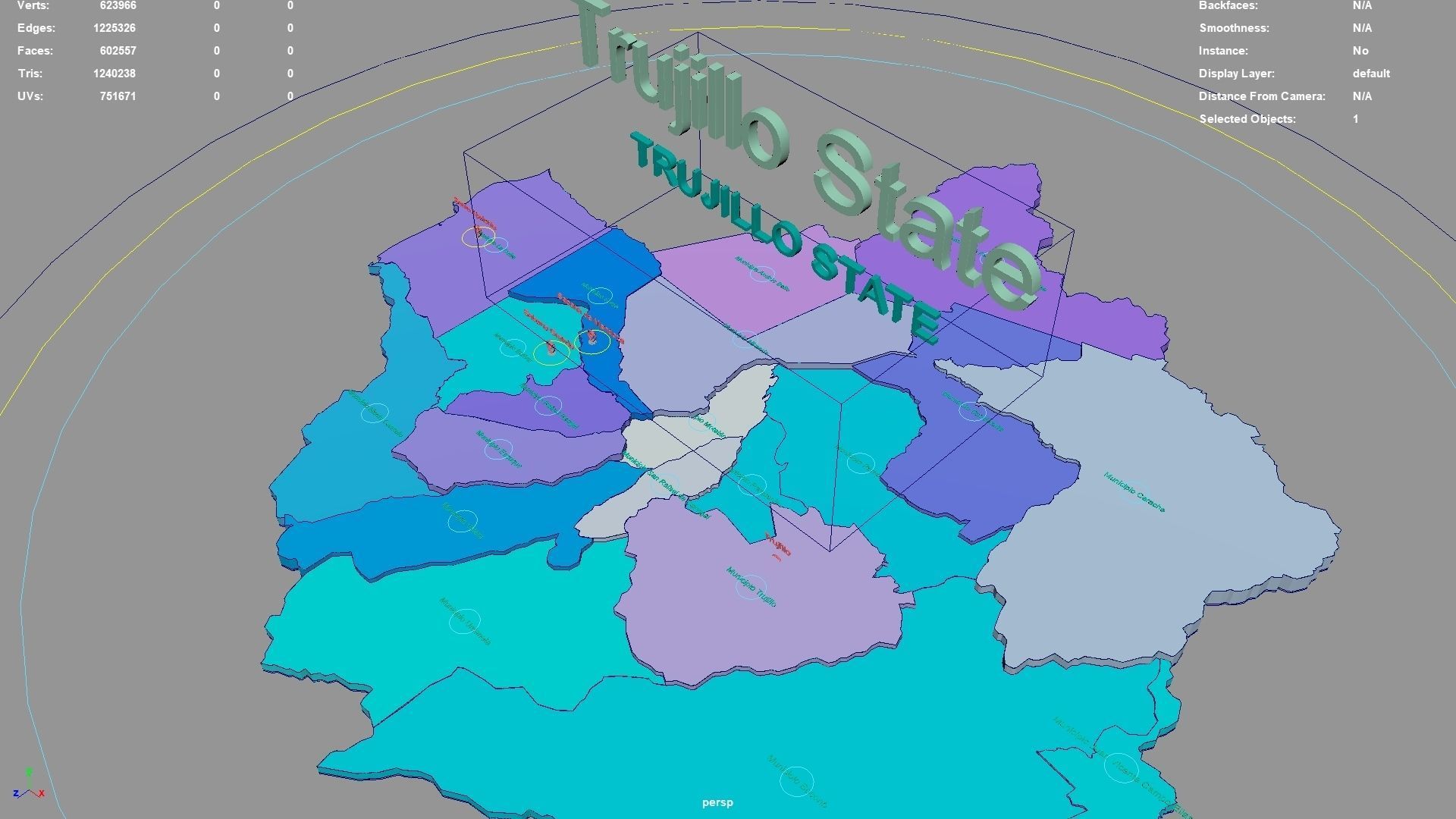 Trujillo State Venezuela map region geography political 3D model rigged ...