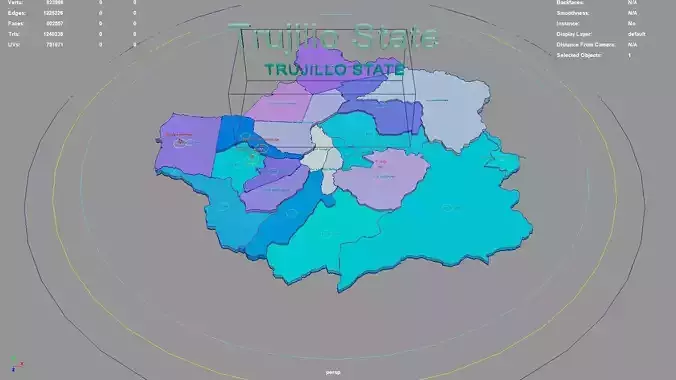 Trujillo State Venezuela map region geography political 3D model rigged ...