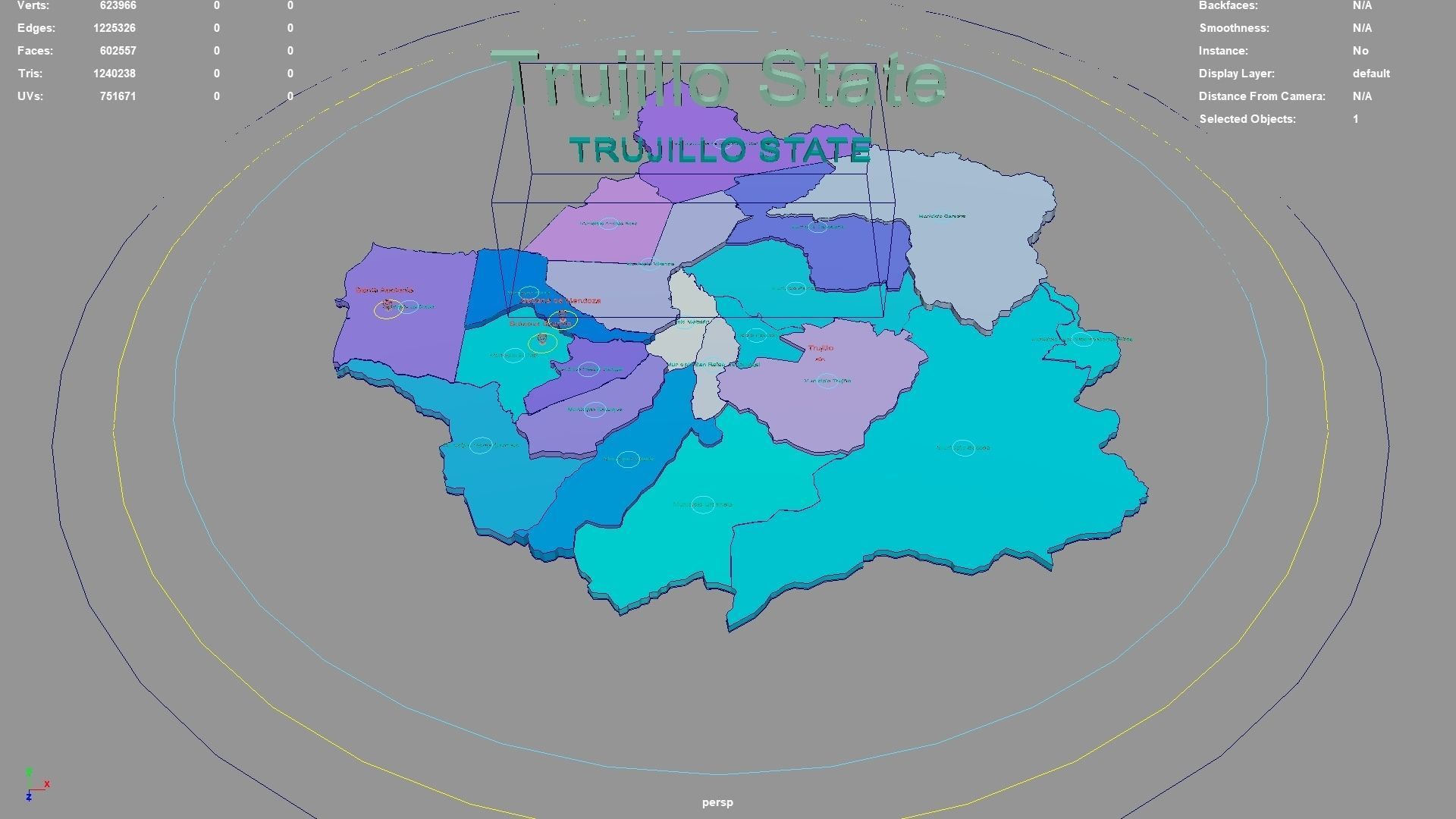 Trujillo State Venezuela map region geography political 3D model rigged ...
