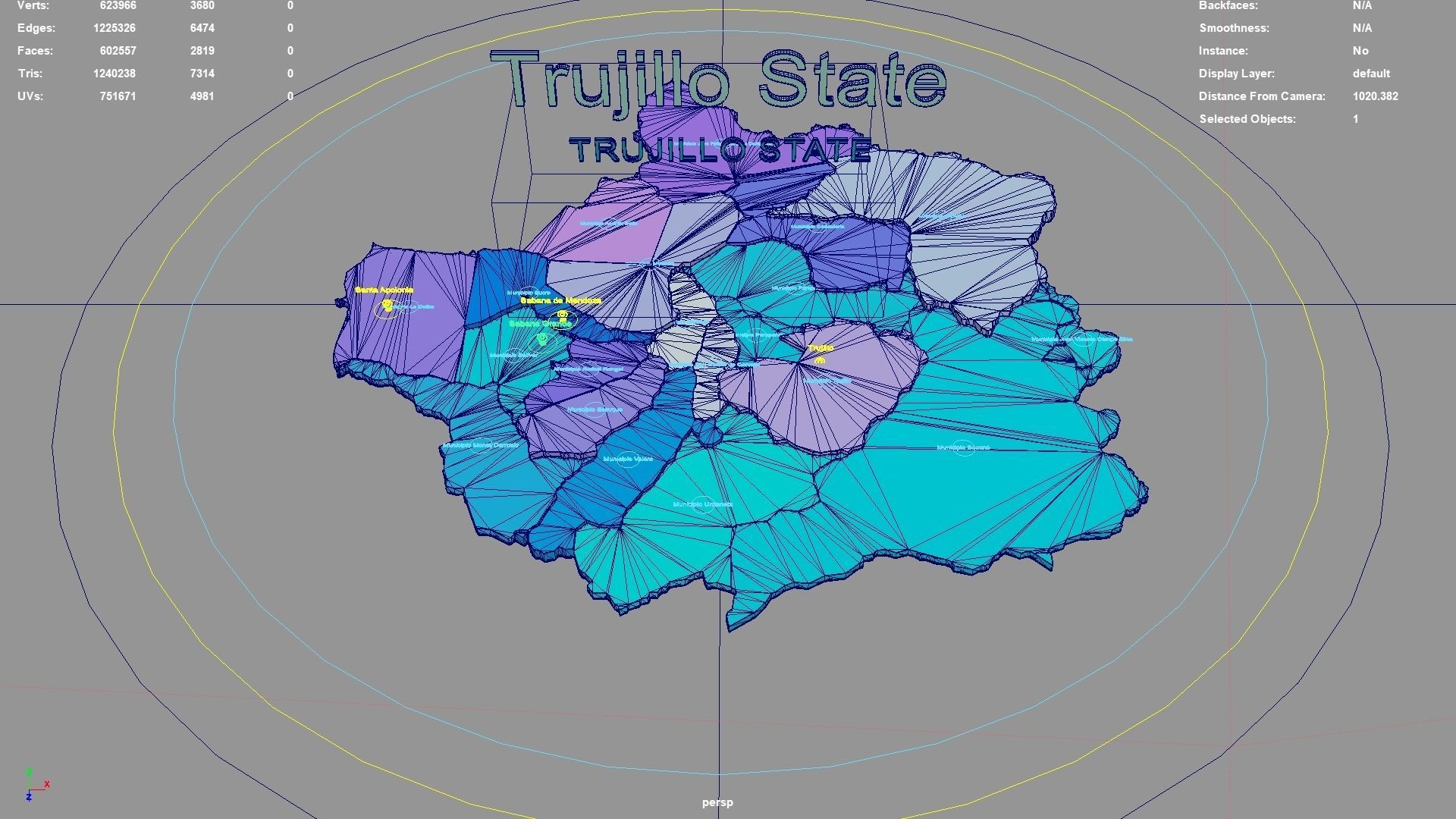 Trujillo State Venezuela map region geography political 3D model rigged ...