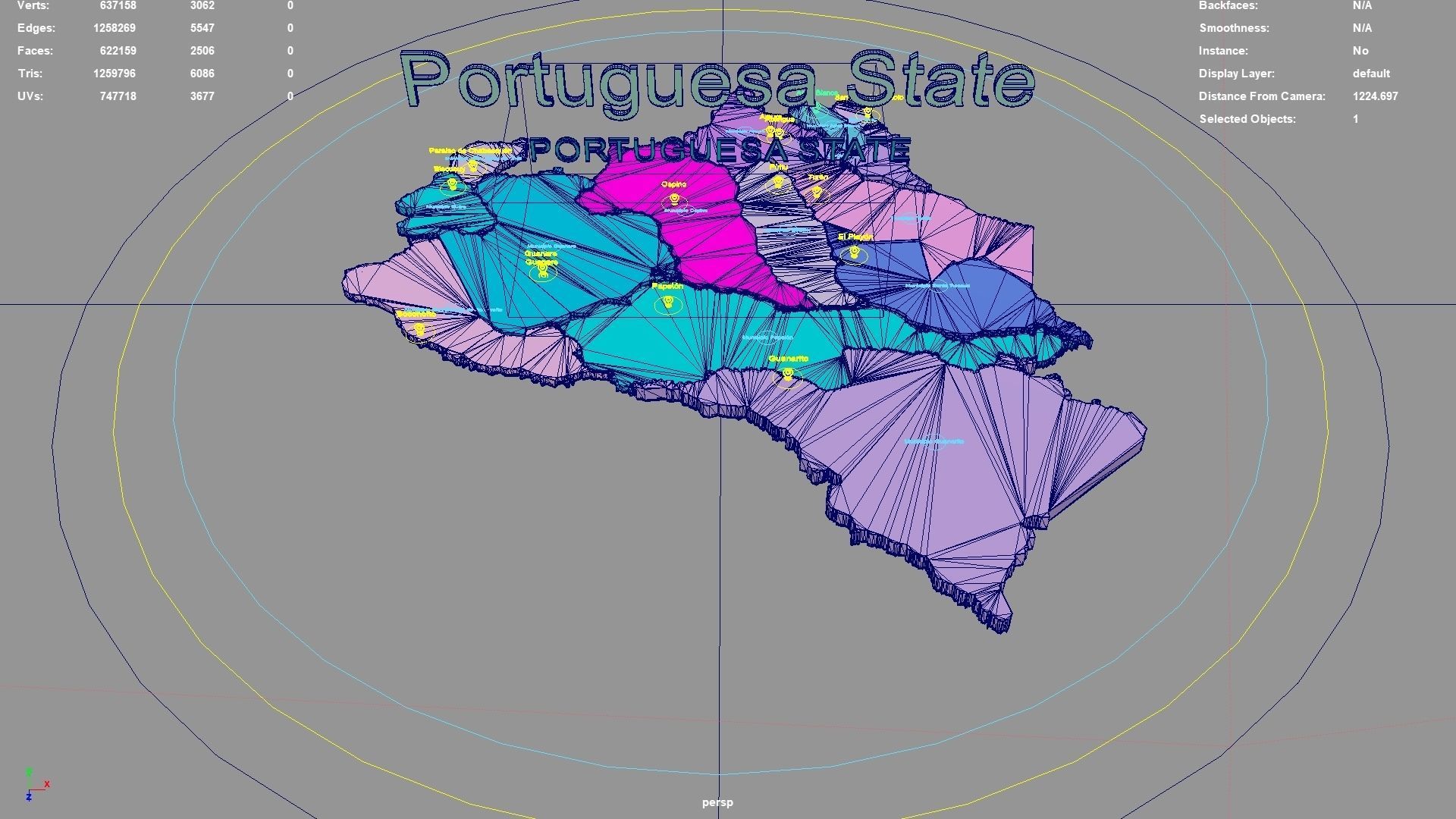 Portuguesa State Venezuela map region geography political 3D model ...