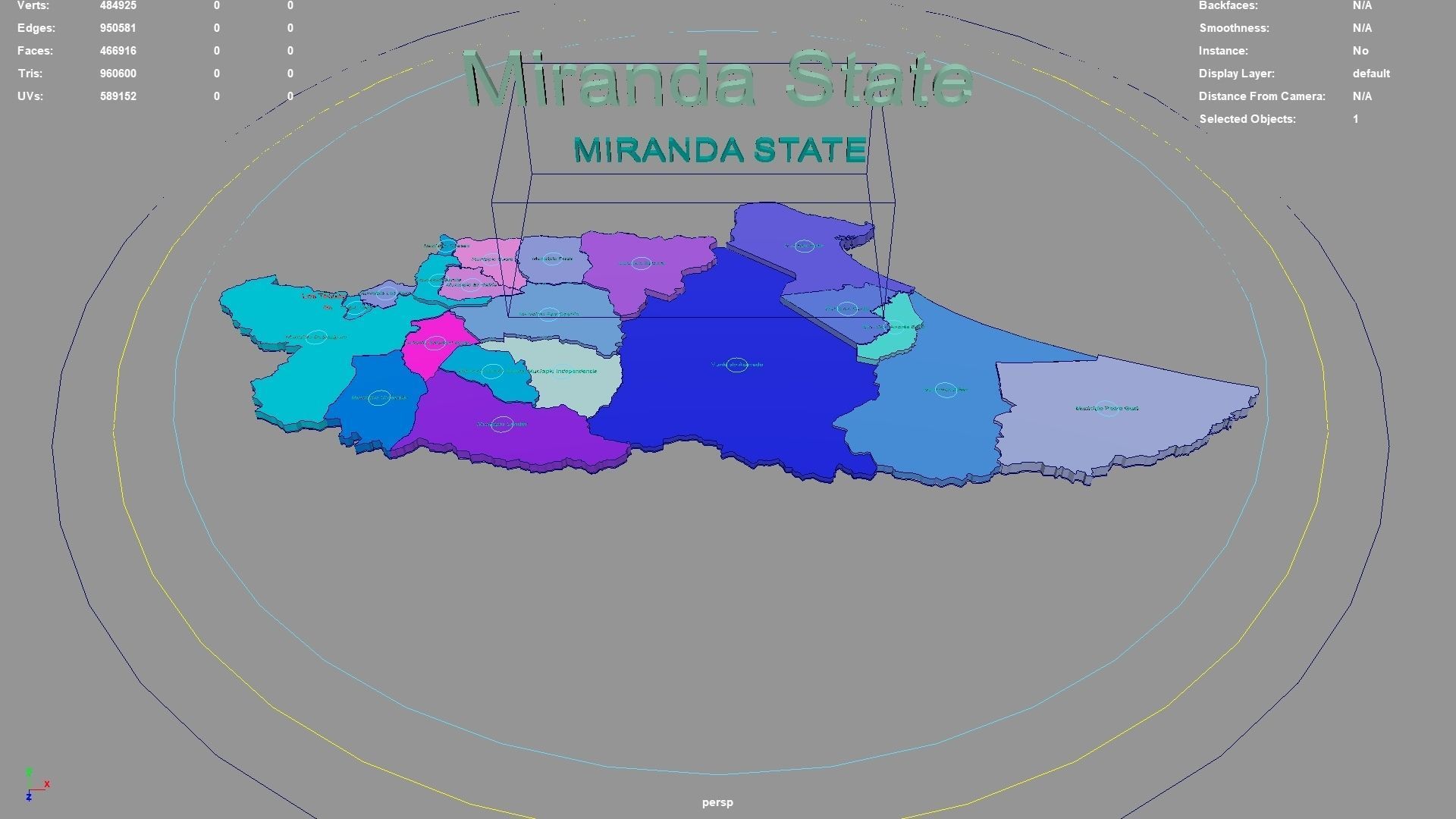 Miranda State Venezuela map region geography political 3D model rigged ...