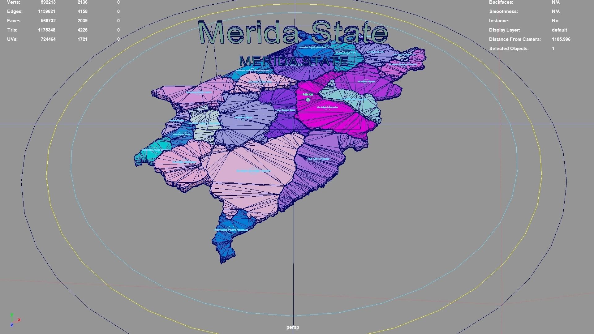 Merida State Venezuela map region geography political 3D model rigged ...