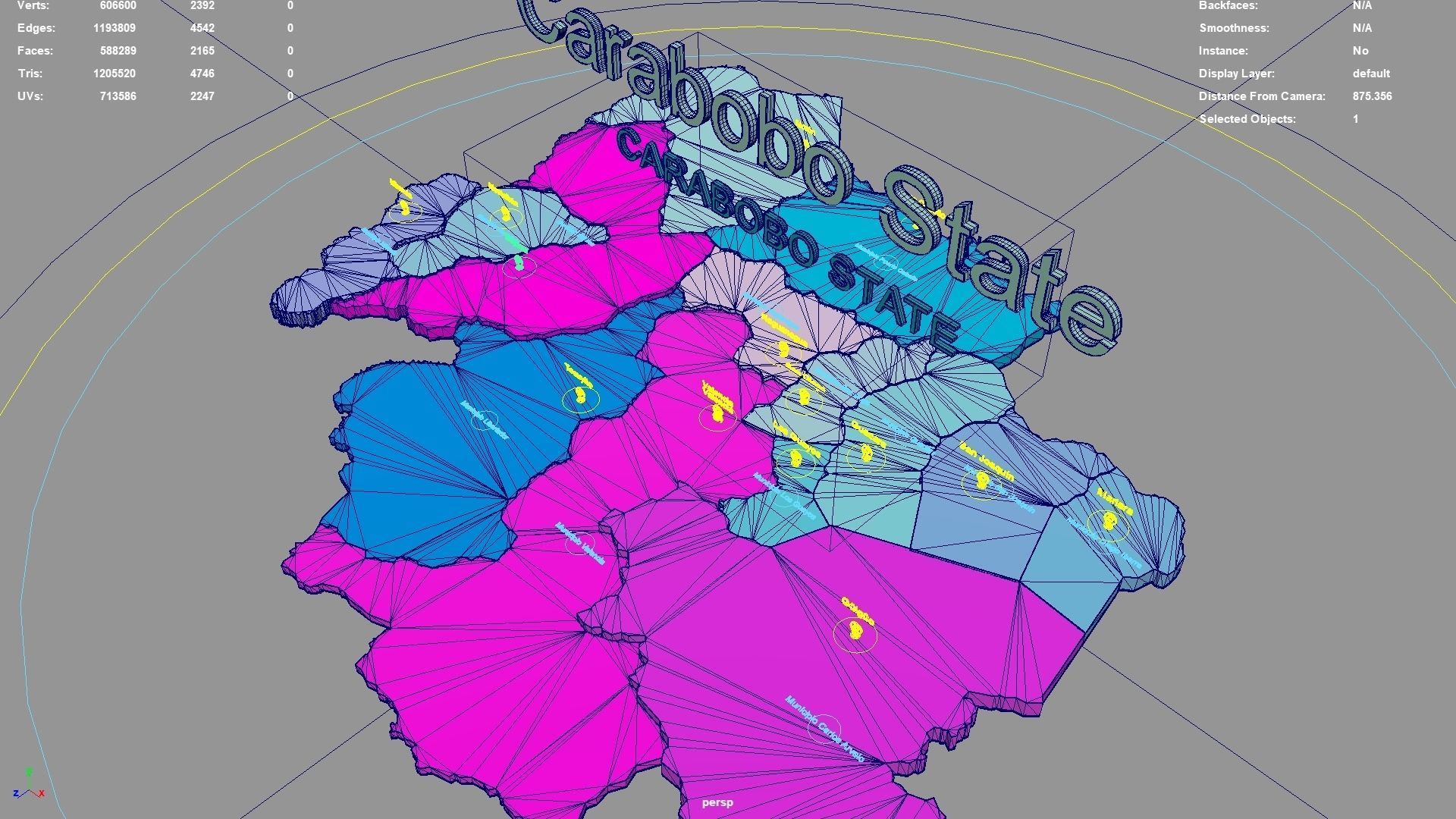 Carabobo State Venezuela map region geography political 3D model rigged ...