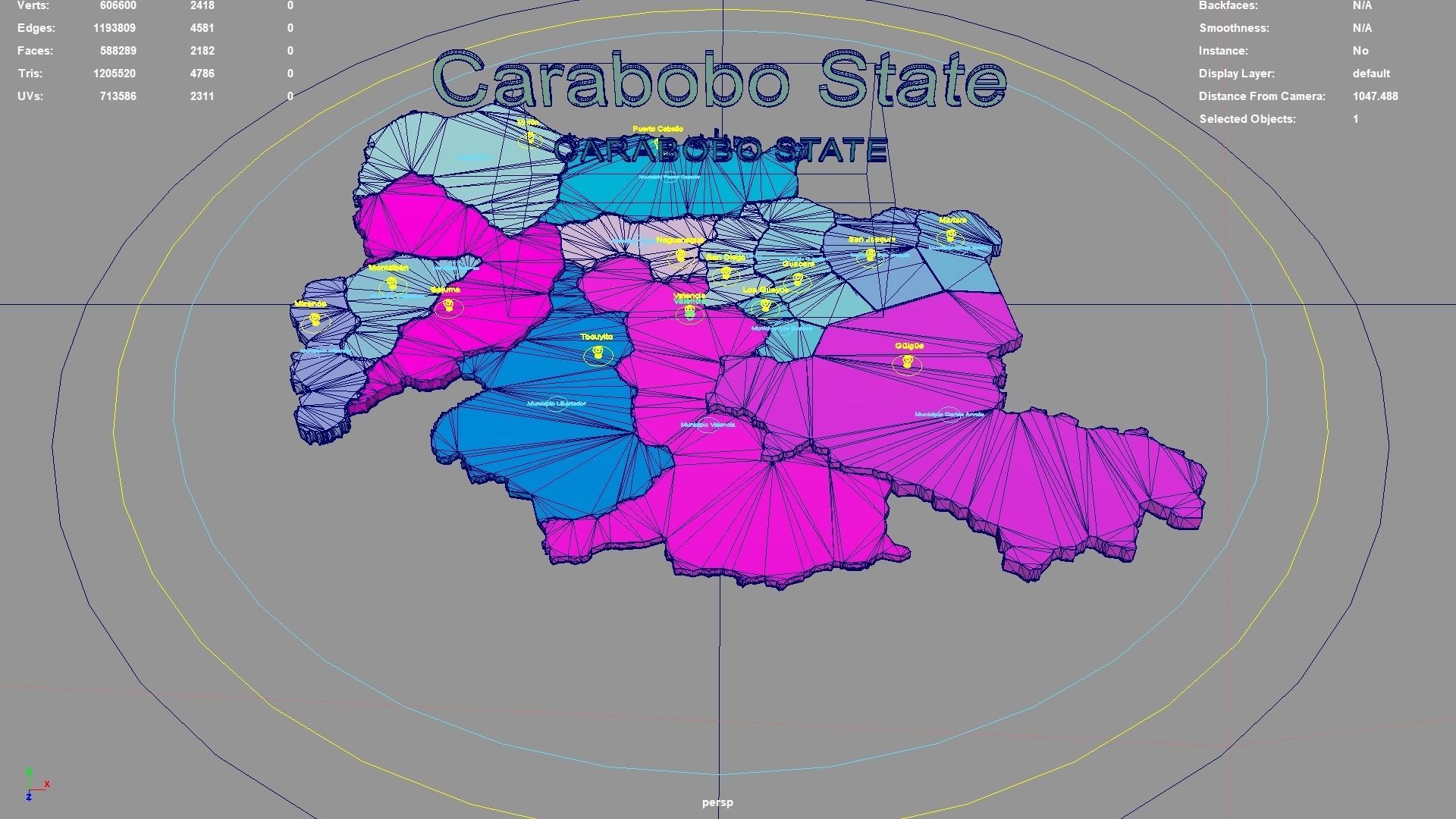 Carabobo State Venezuela map region geography political 3D model rigged ...