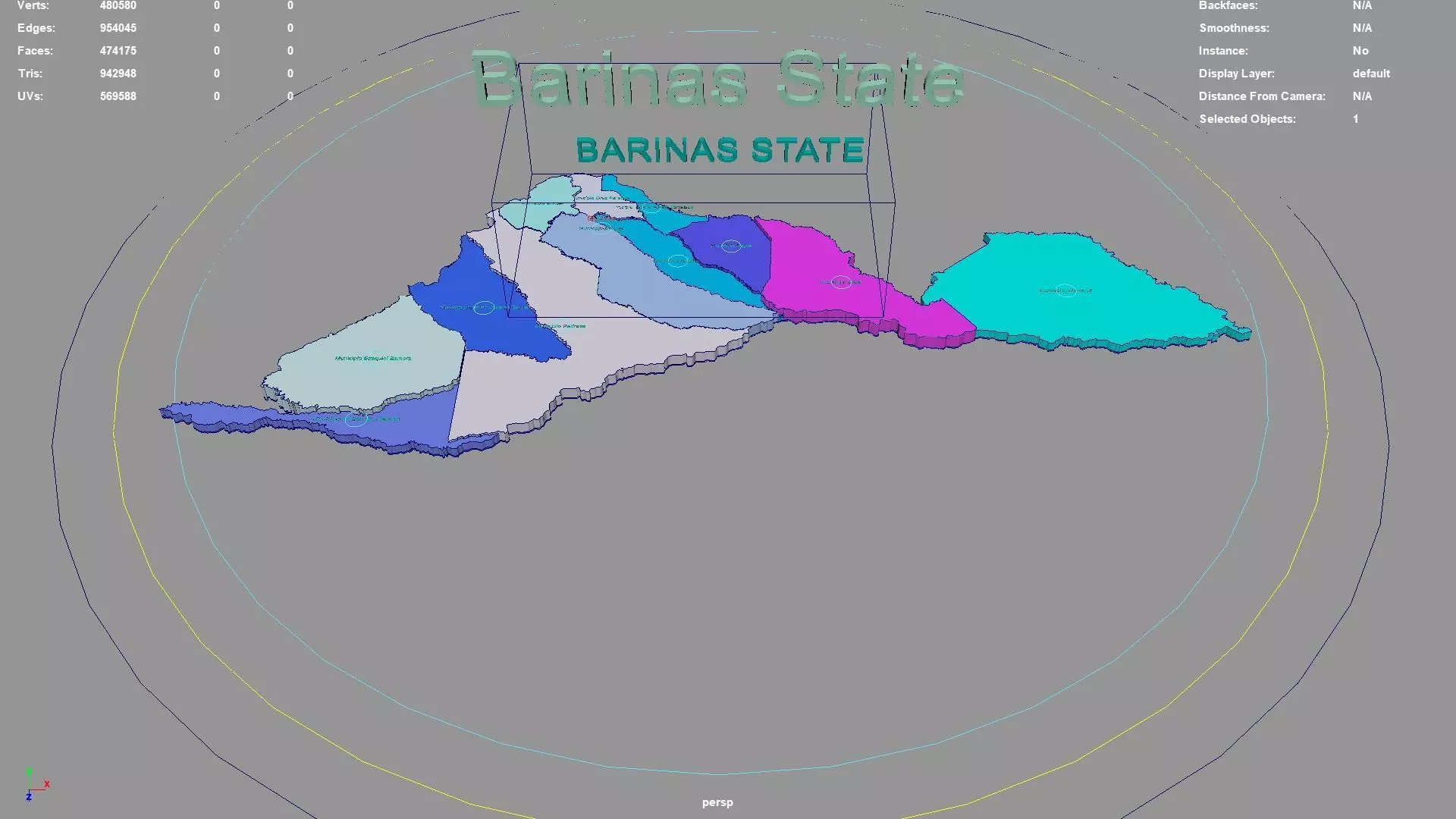 Barinas State Venezuela map region geography political 3D model rigged ...