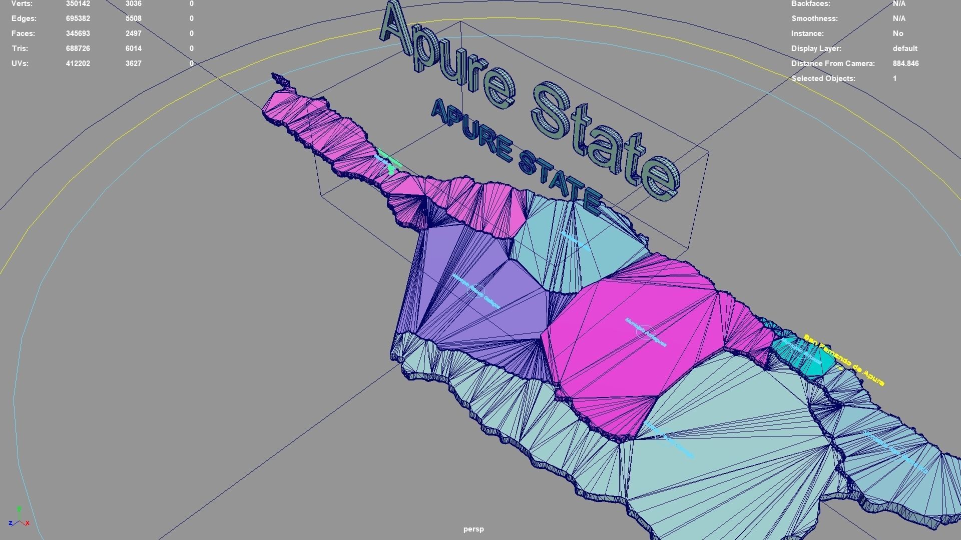 Apure State Venezuela map region geography political geographic 3D ...