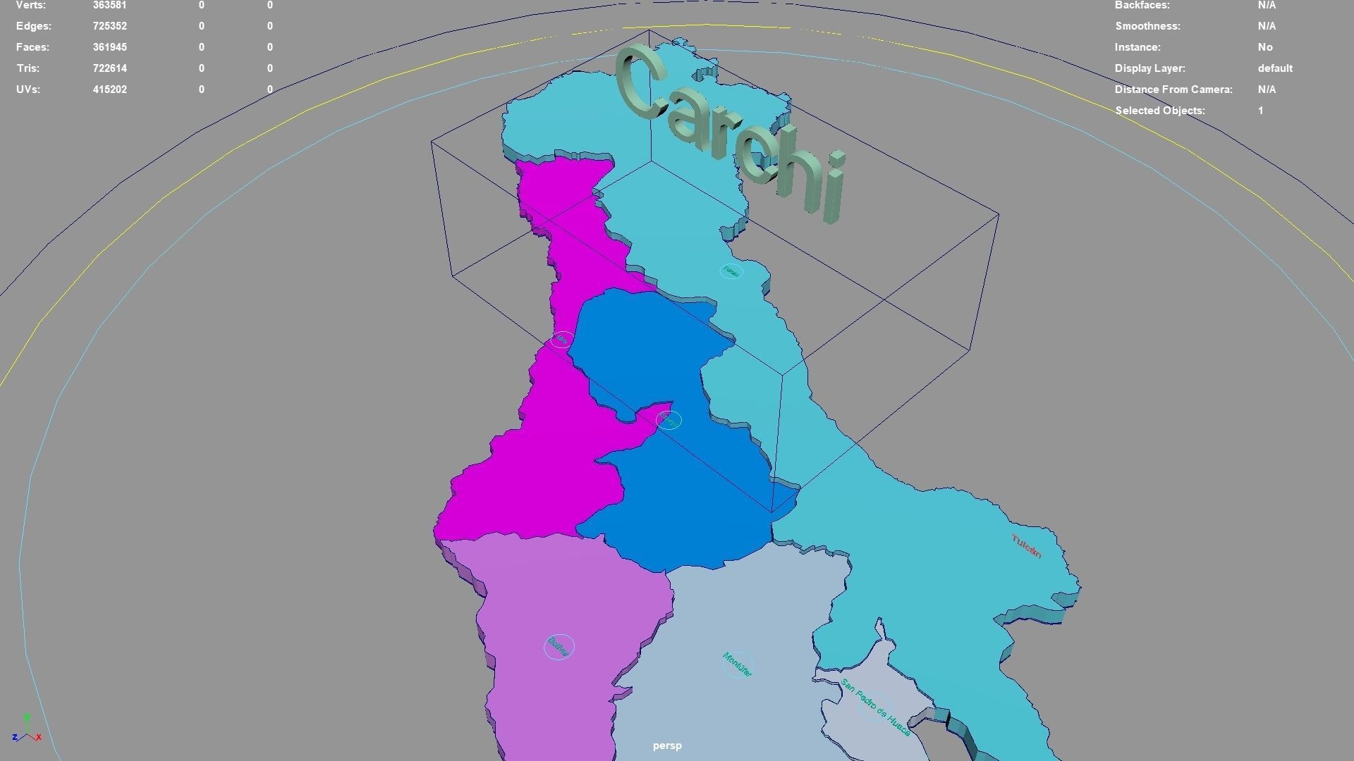Carchi Ecuador map region geography political geographic 3D model ...