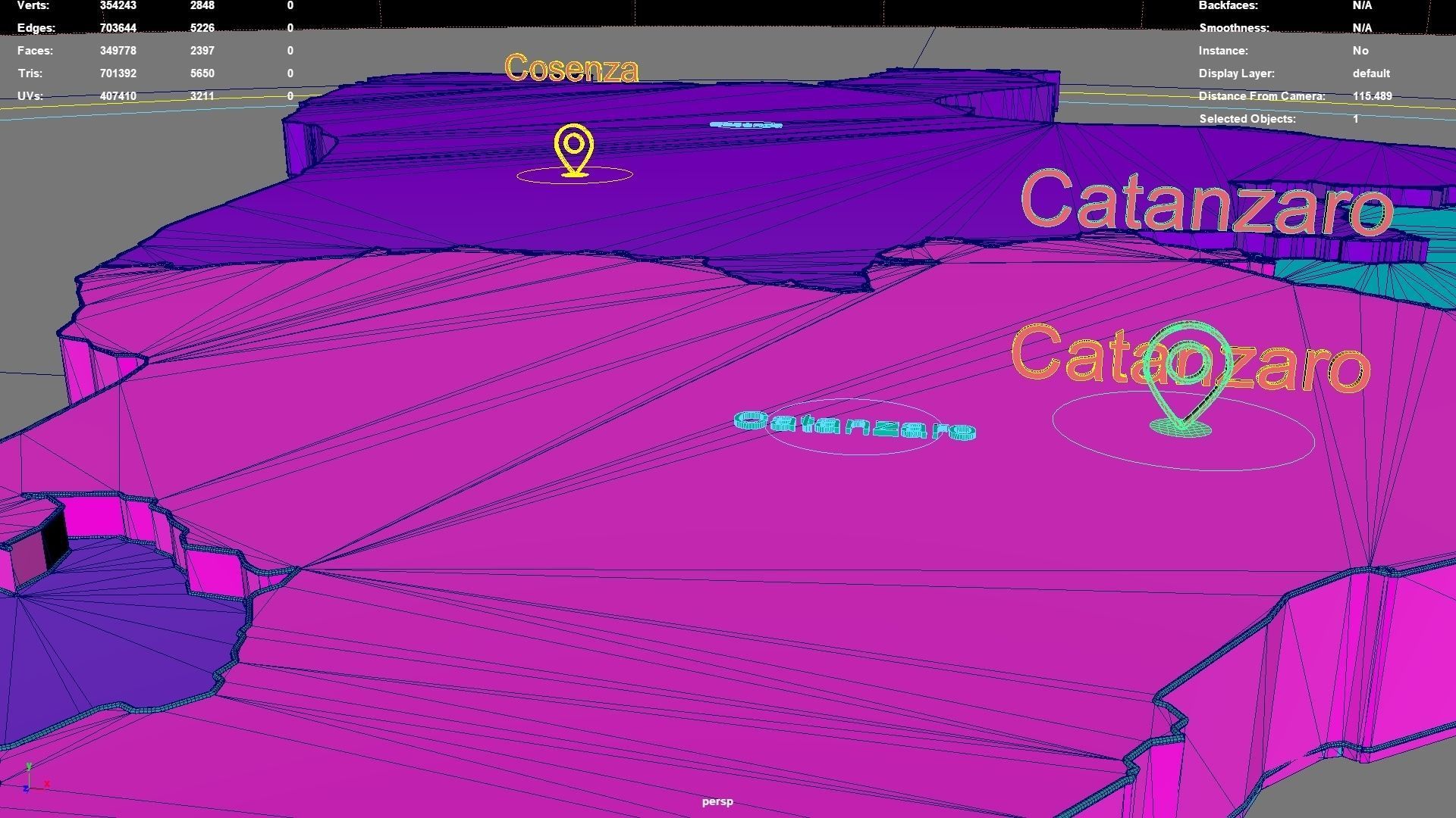 Calabria Italy map region geography political geographic 3D model ...