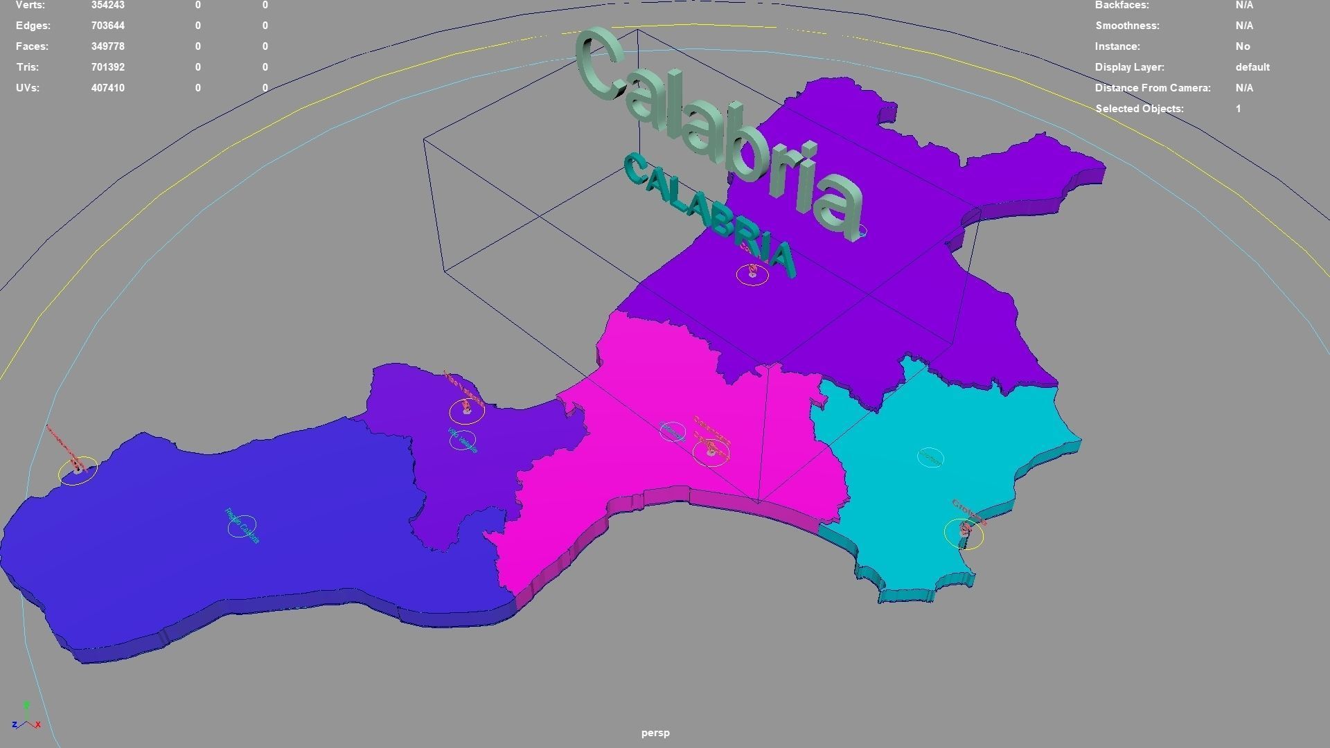 Calabria Italy map region geography political geographic 3D model ...