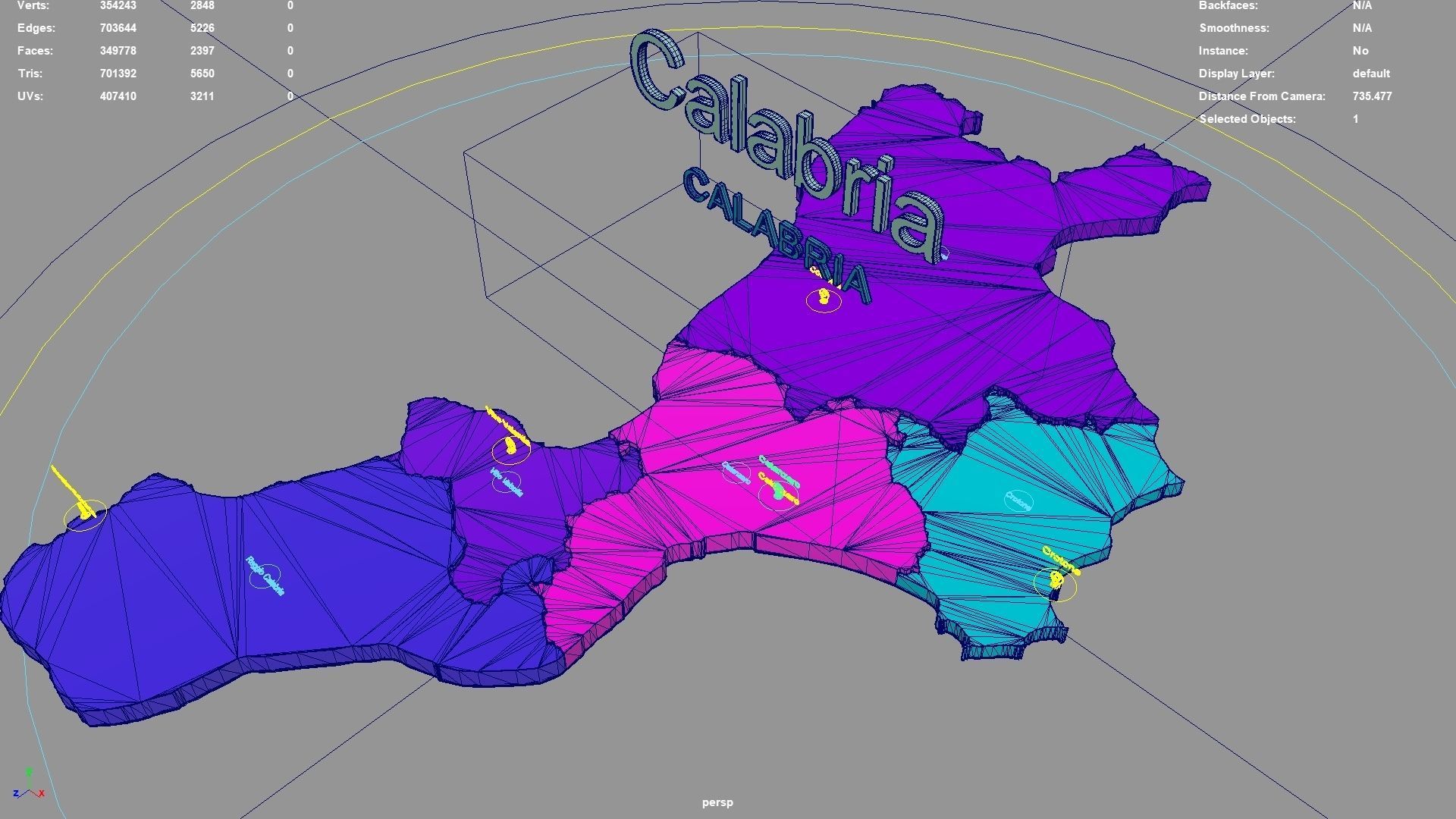 Calabria Italy map region geography political geographic 3D model ...