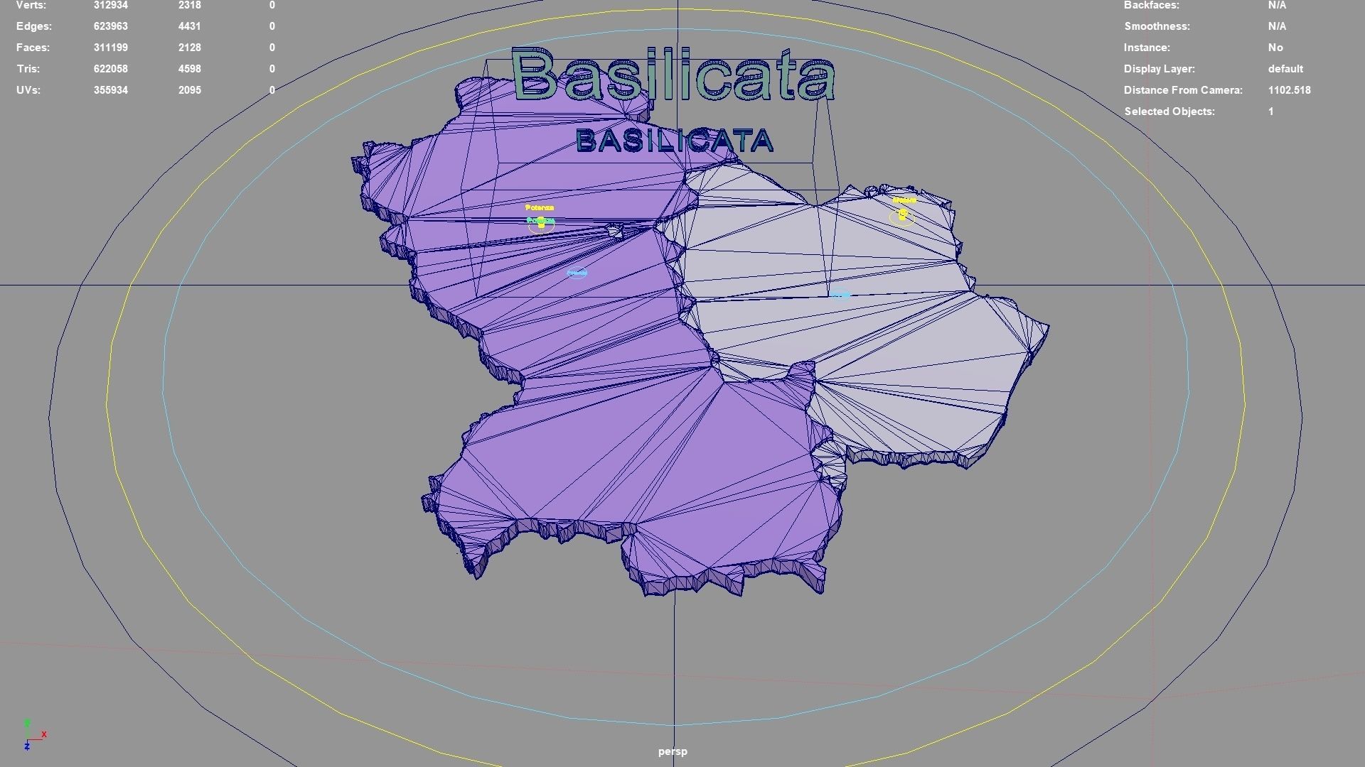 Basilicata Italy map region geography political geographic 3D model ...