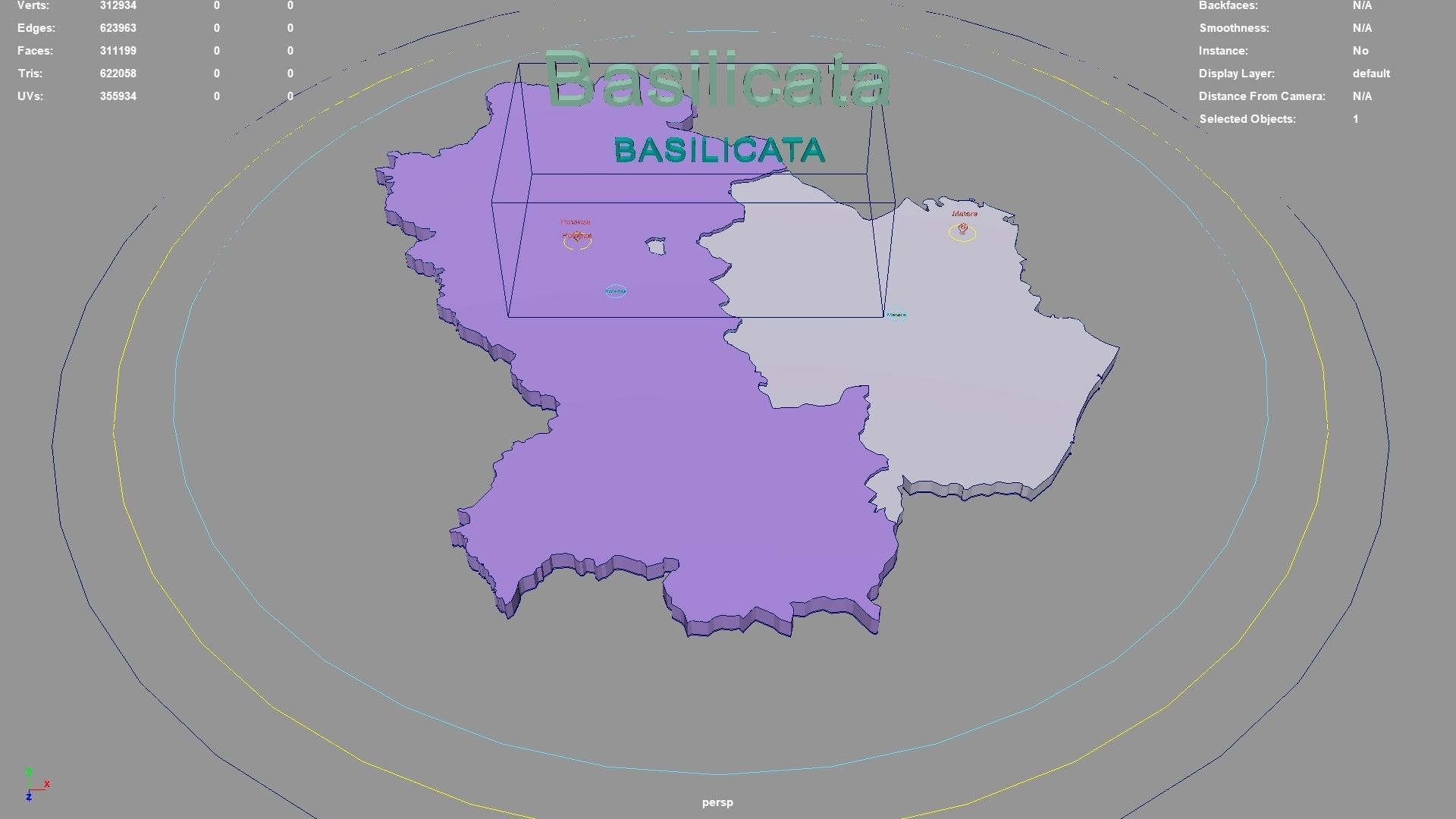 Basilicata Italy map region geography political geographic 3D model ...