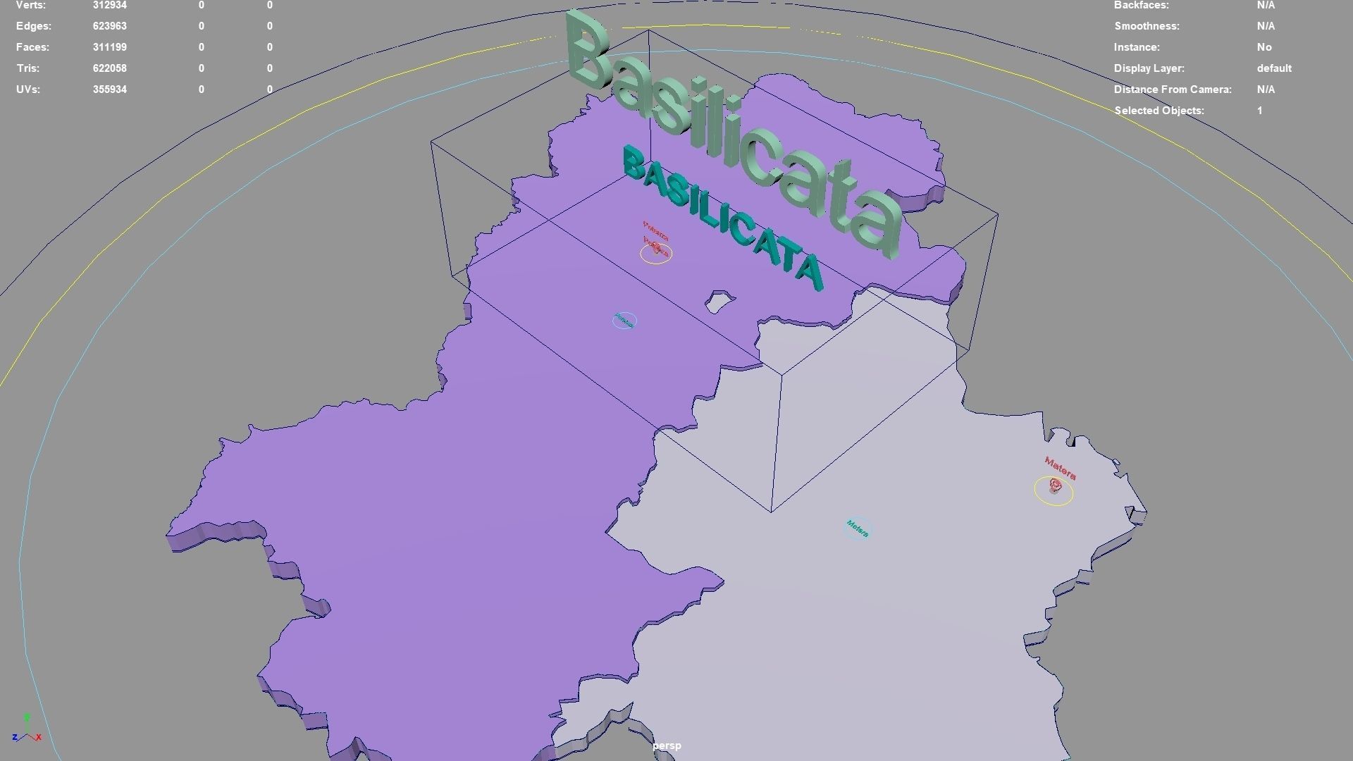 Basilicata Italy map region geography political geographic 3D model ...