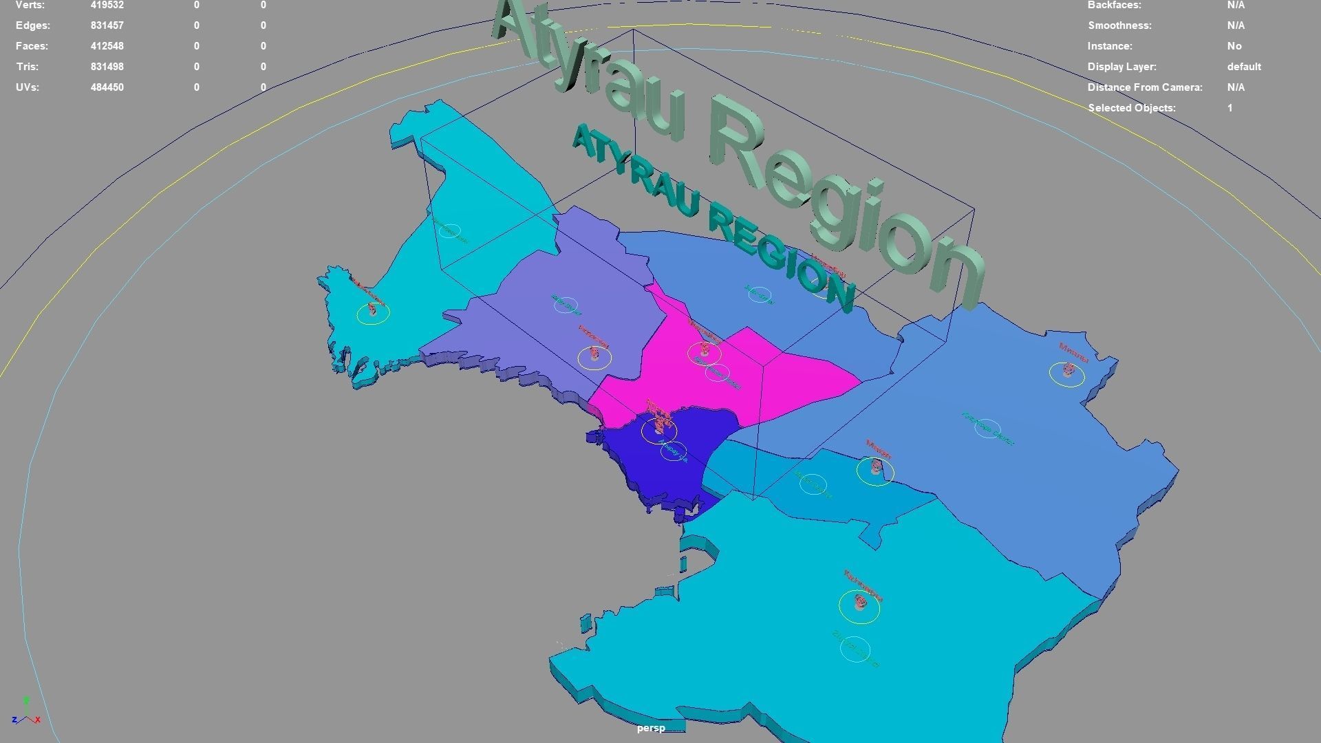 Atyrau Region Kazakhstan map region geography political 3D model rigged ...
