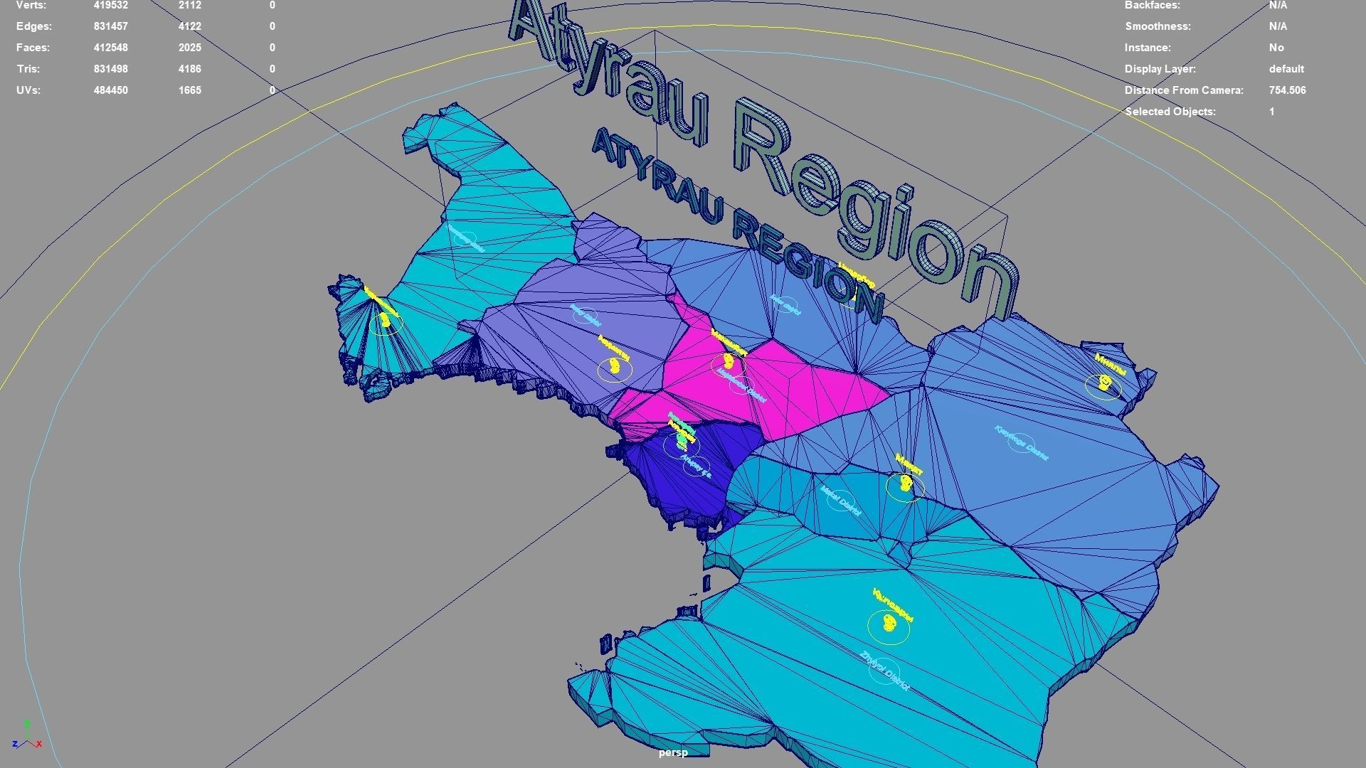 Atyrau Region Kazakhstan map region geography political 3D model rigged ...