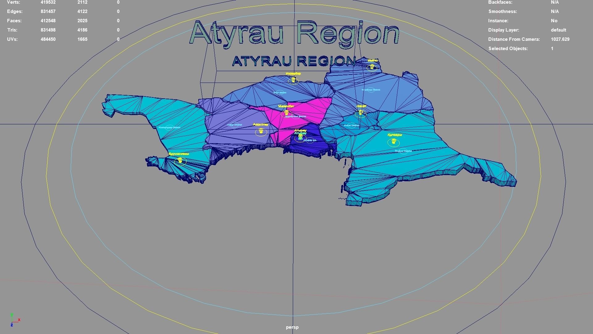 Atyrau Region Kazakhstan map region geography political 3D model rigged ...
