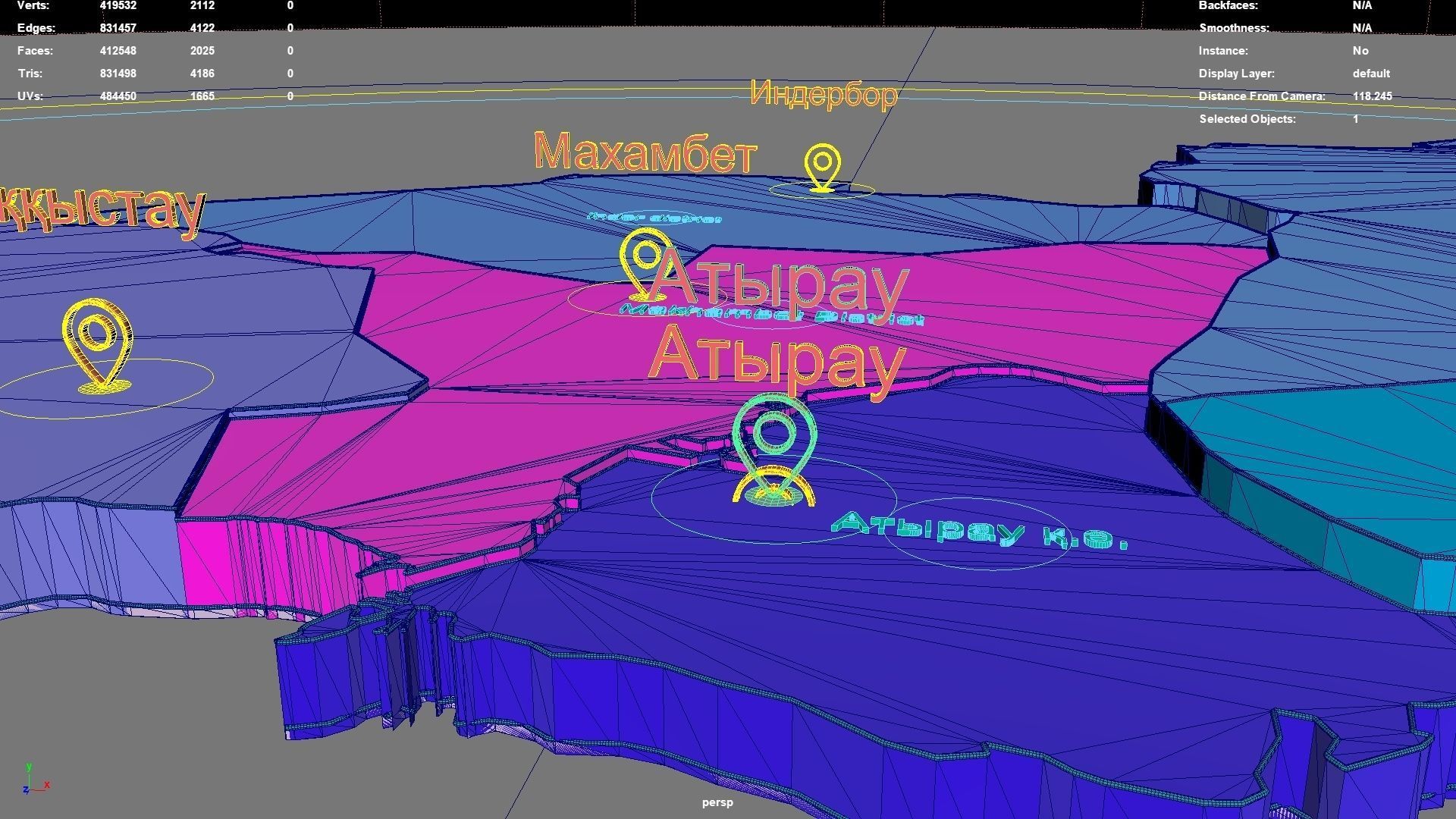 Atyrau Region Kazakhstan map region geography political 3D model rigged ...