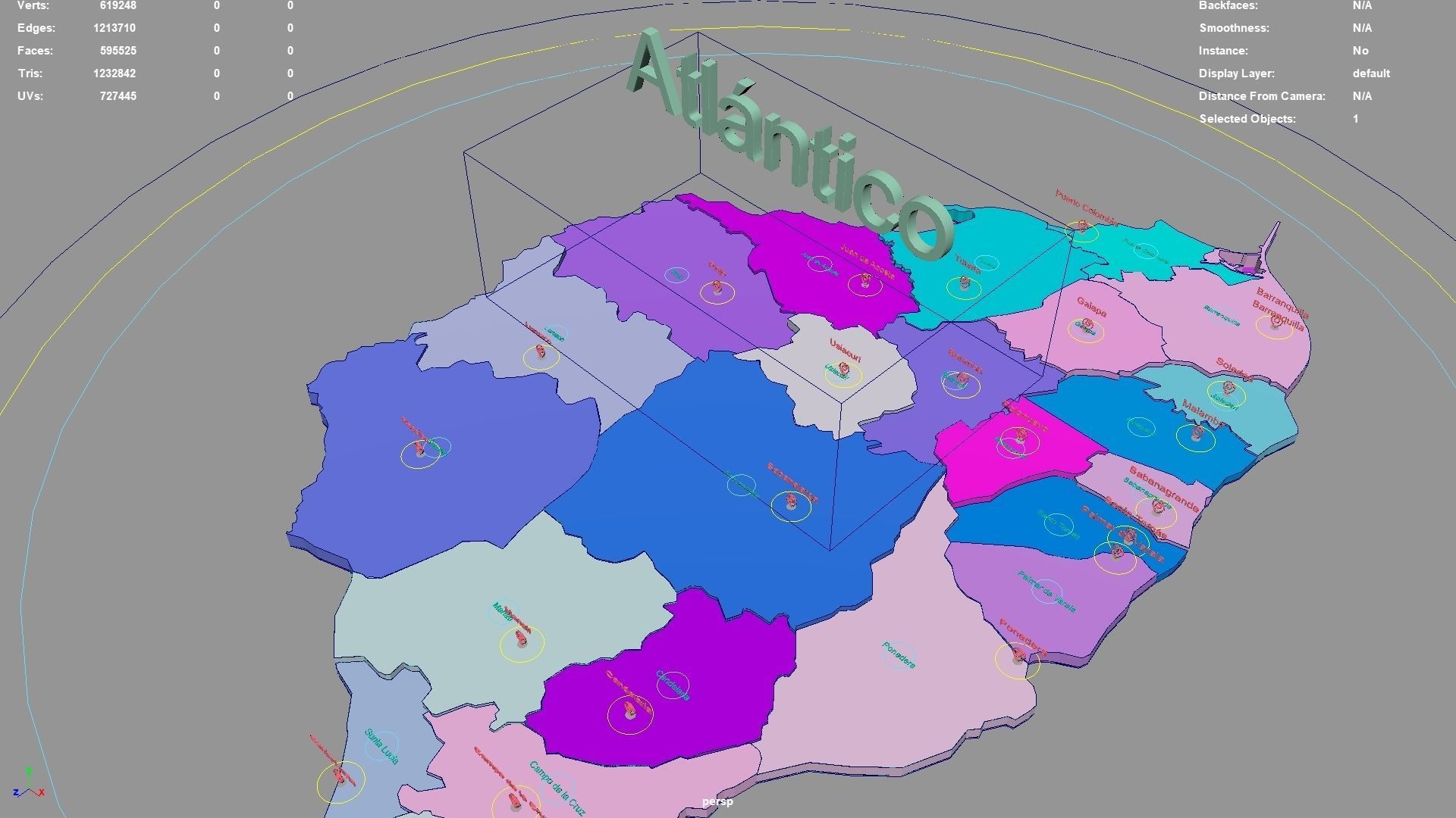 Atlantico RAP Caribe Colombia map region geography political 3D model ...