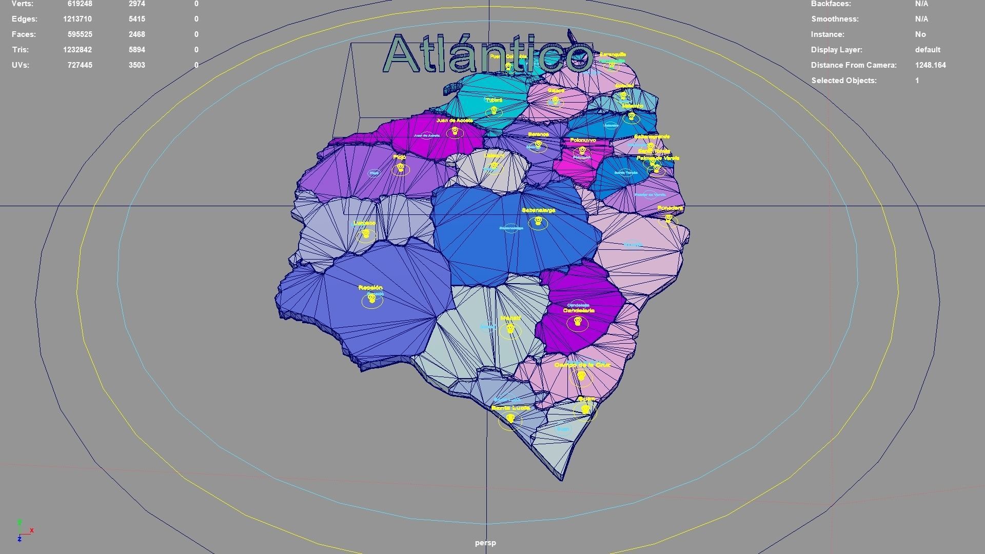 Atlantico RAP Caribe Colombia map region geography political 3D model ...