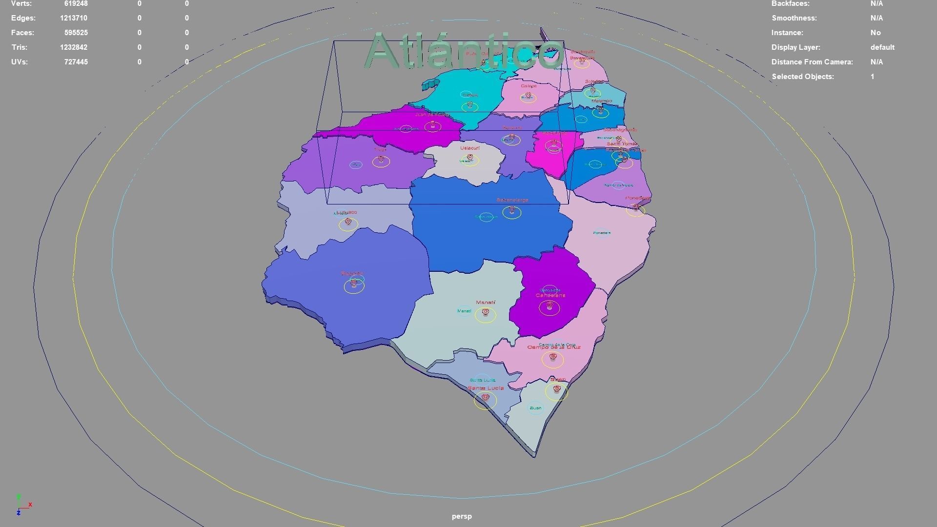 Atlantico RAP Caribe Colombia map region geography political 3D model ...