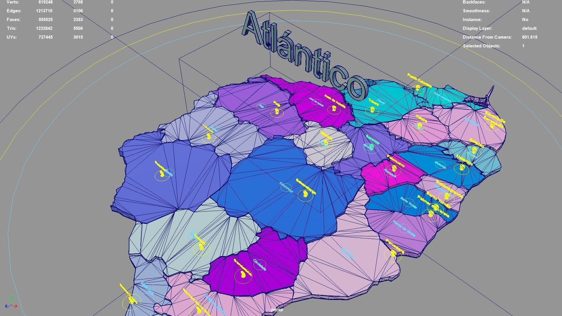Atlantico RAP Caribe Colombia map region geography political 3D model ...