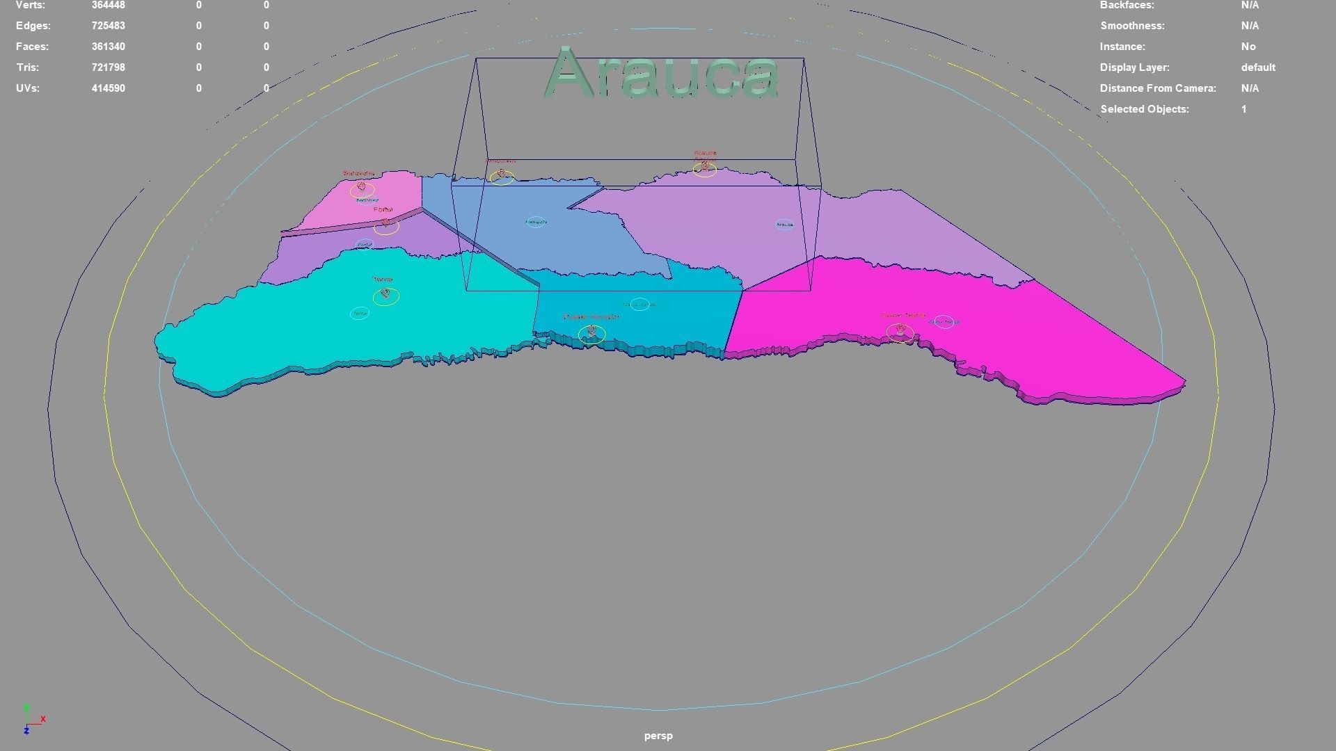 Arauca RAP Llanos Colombia map region geography political 3D model ...