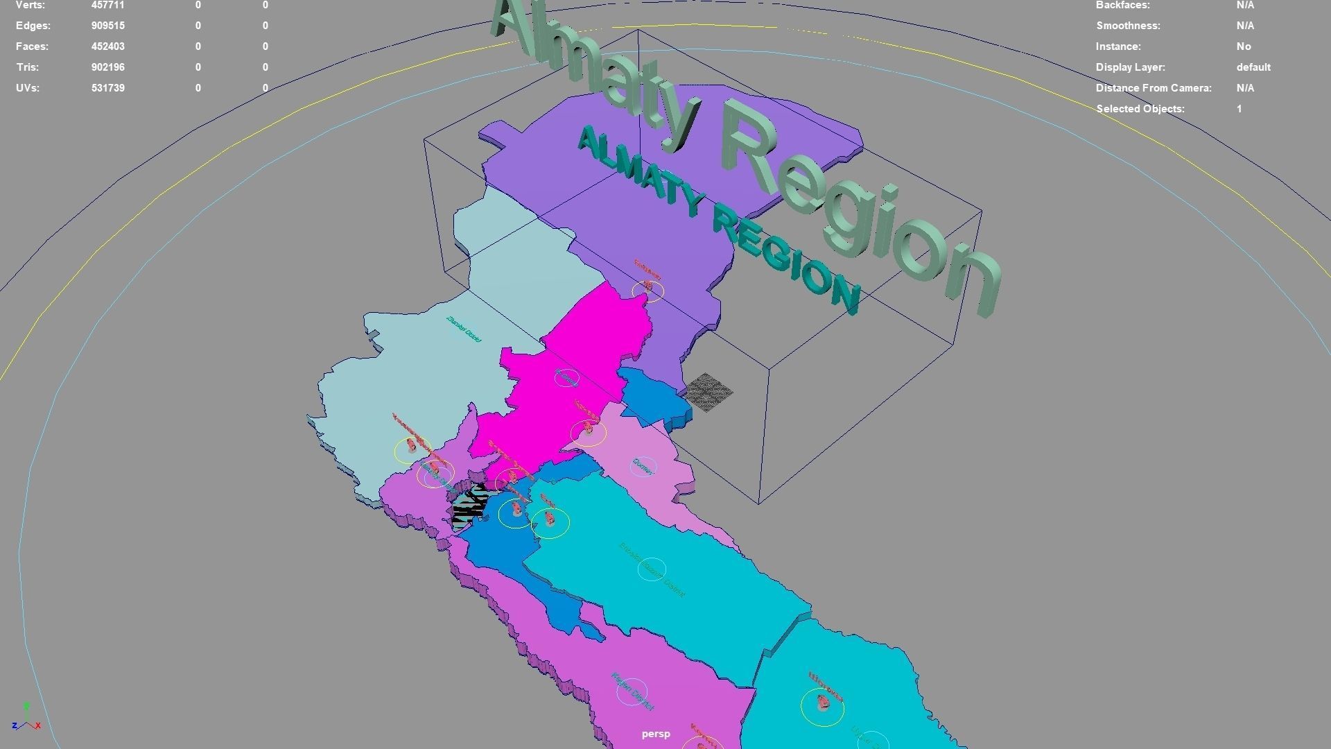 Almaty Region Kazakhstan map region geography political 3D model rigged ...
