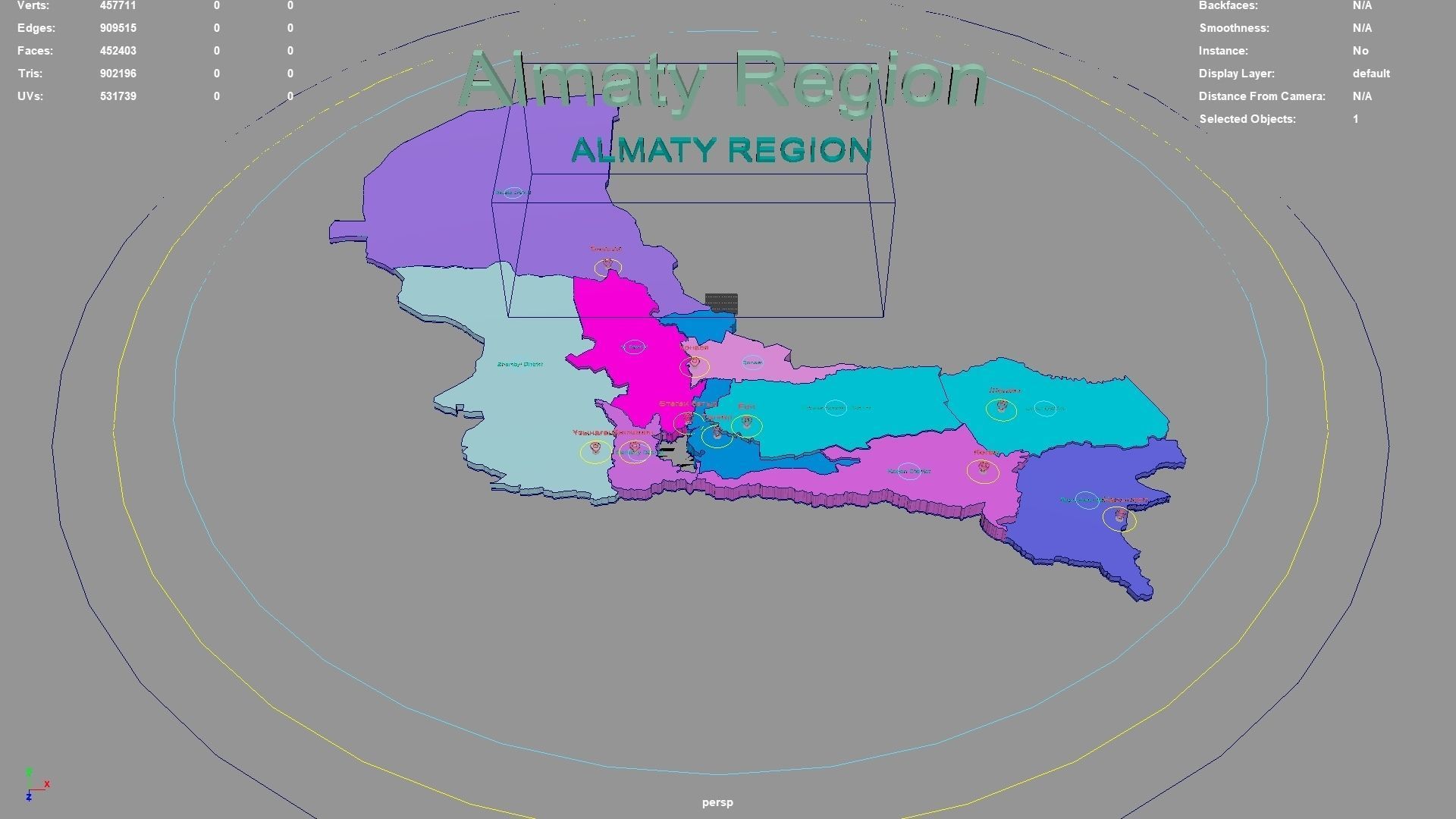 Almaty Region Kazakhstan map region geography political 3D model rigged ...