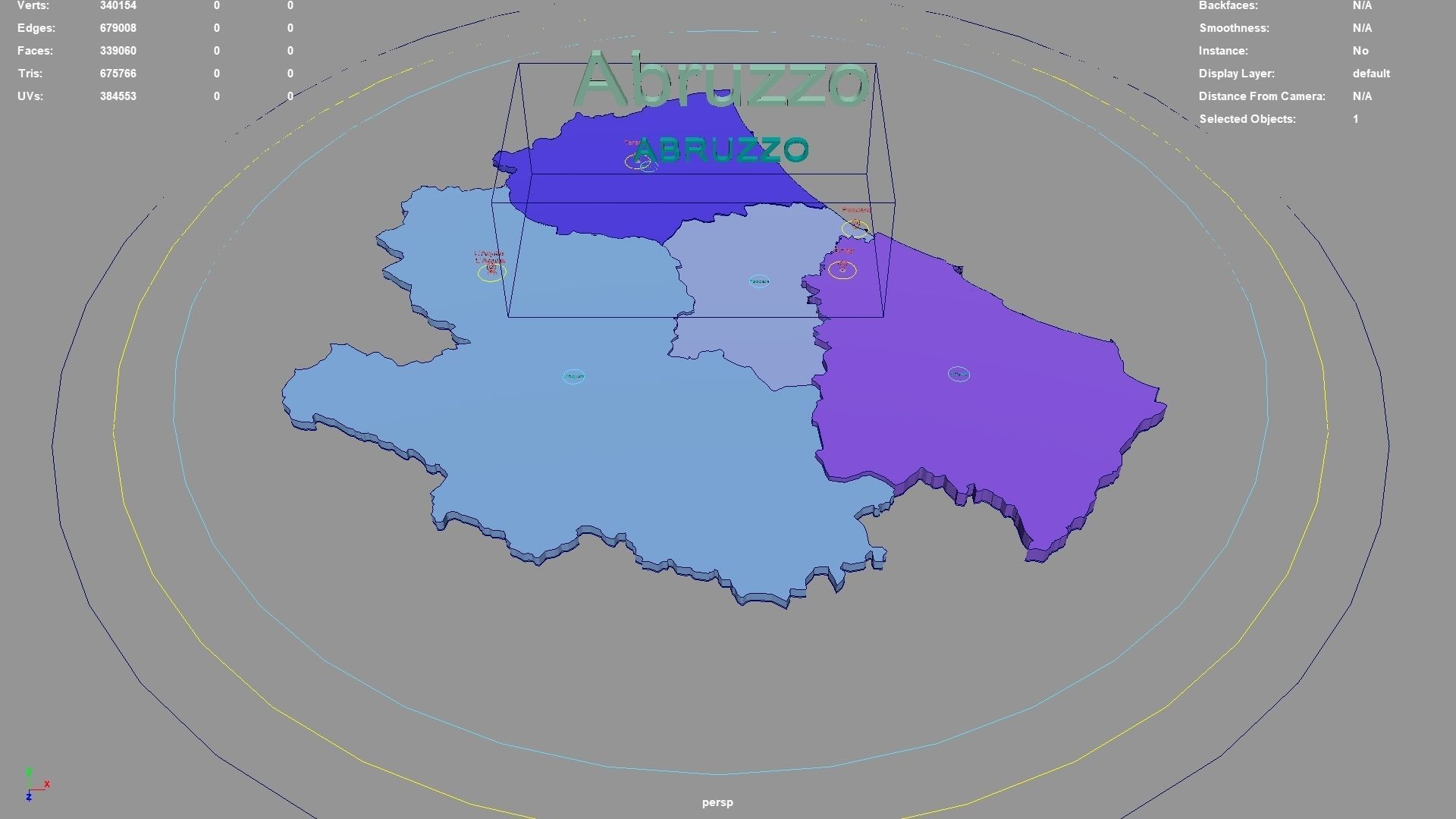 Abruzzo Italy map region geography political geographic 3D model rigged ...