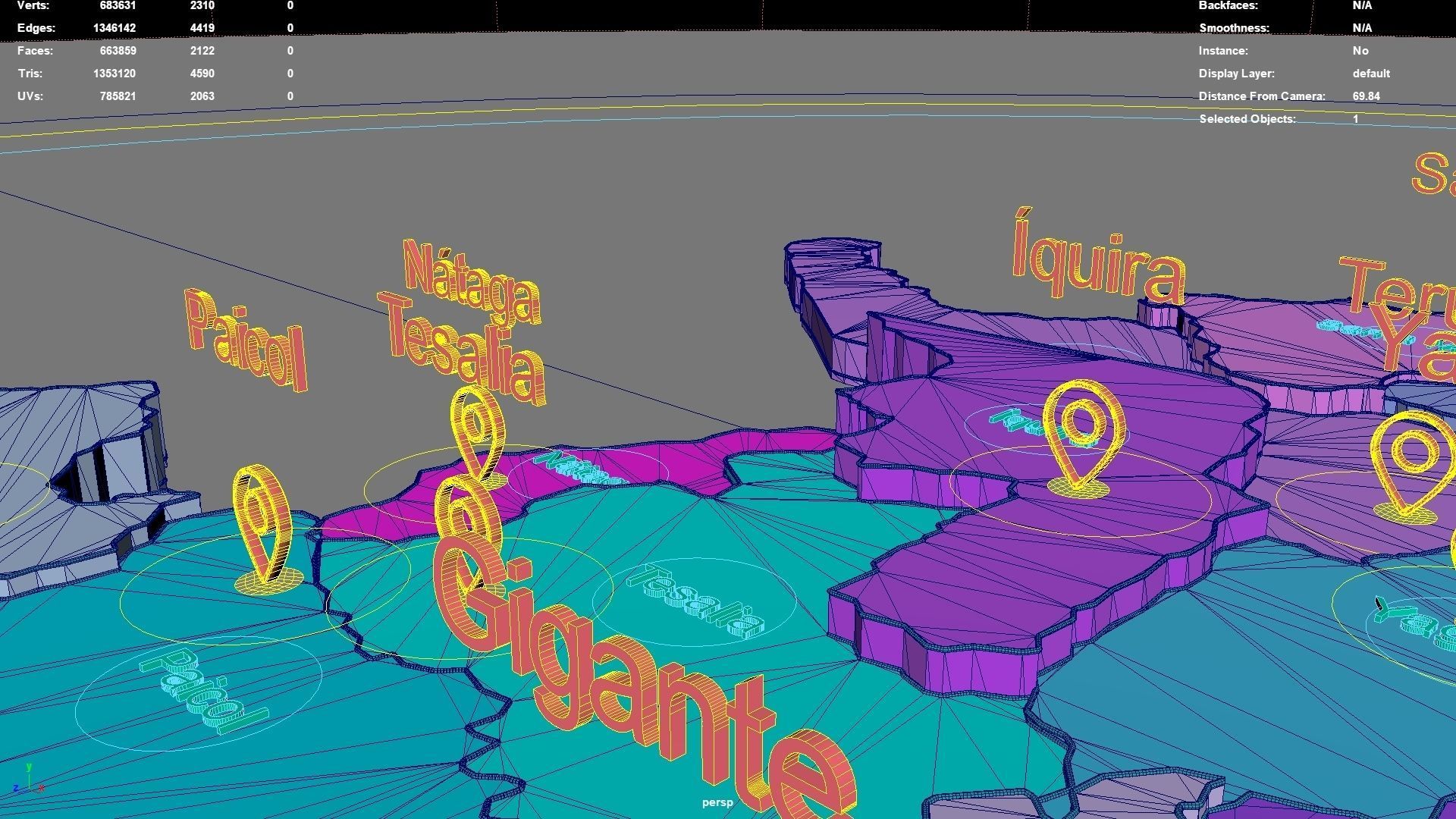 Huila RAP Especial Central Colombia map region geography 3D model ...