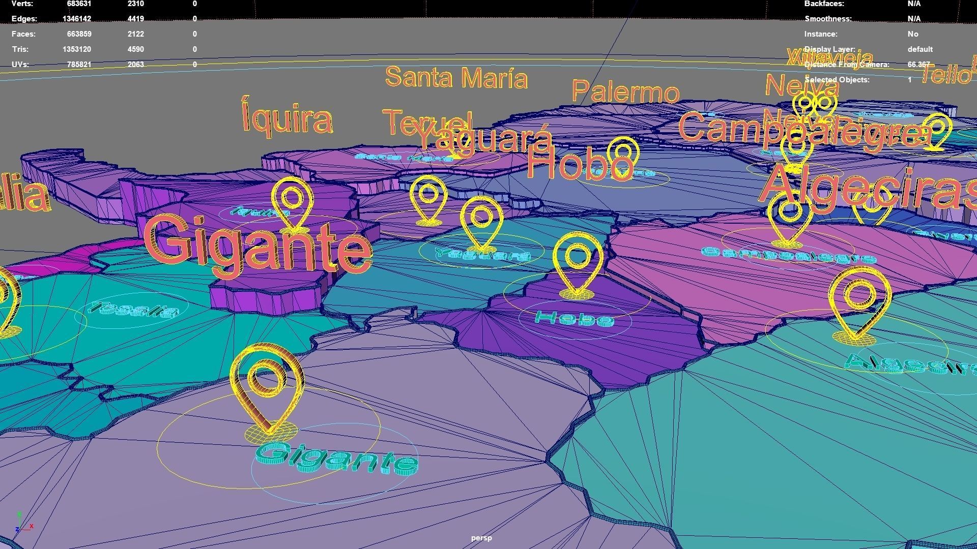 Huila RAP Especial Central Colombia map region geography 3D model ...