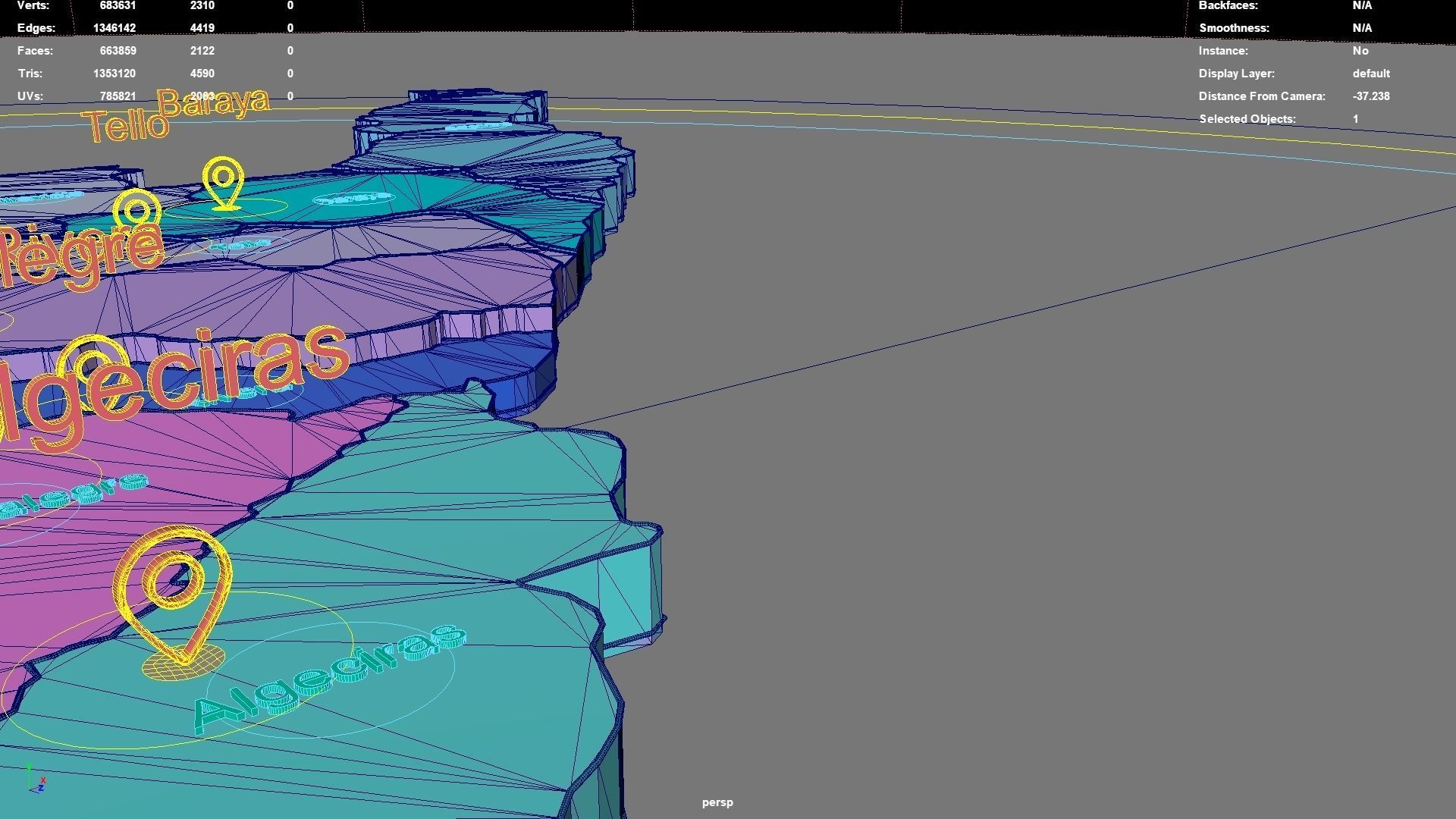 Huila RAP Especial Central Colombia map region geography 3D model ...