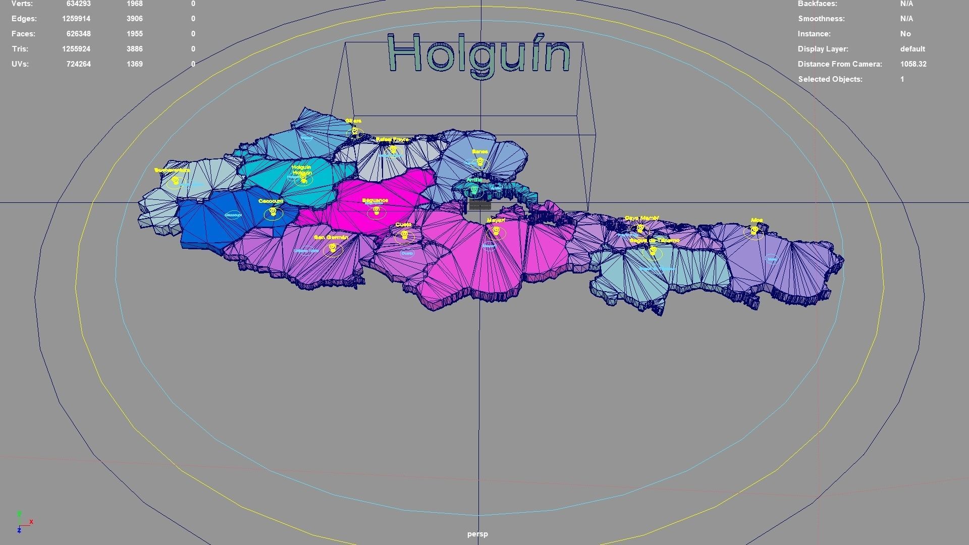 Holguin Cuba map region geography political geographic 3D model rigged ...